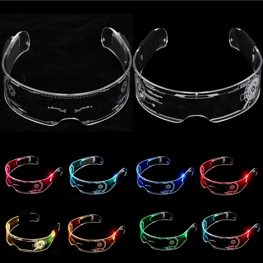 2 Pairs LED 7 Colors Futuristic Visor Glasses, Color-changing Glasses ...