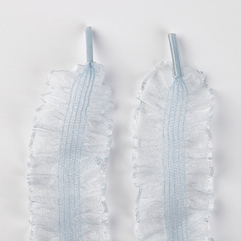 2 Pairs Lace Shoelaces for Sneakers: 3CM Wide Elastic Lacy Shoe Laces ...