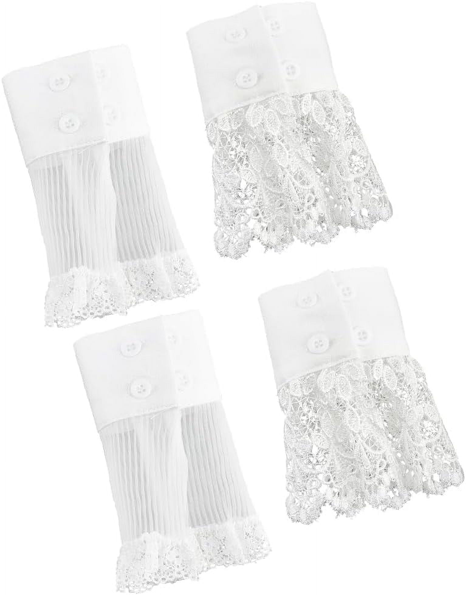 2 Pairs Lace Wrist Cuffs 2 Styles White Gothic Floral Lace Cuffs ...