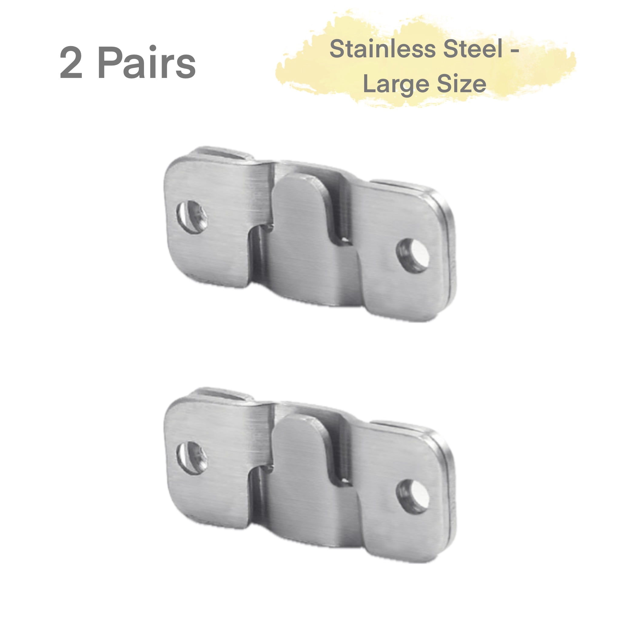 2 Pairs Large Stainless Steel Flush Mount Brackets, Heavy Duty Picture ...