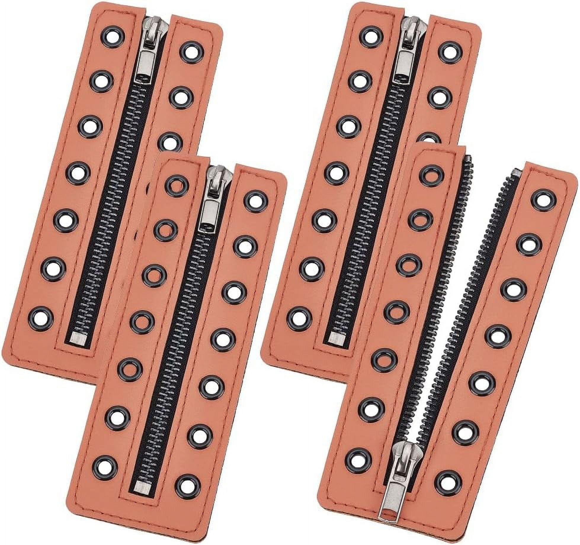 2 Pairs Leather Lace-in Boot Zipper Inserts, 6.1 x 2 Inch Eyelets ...