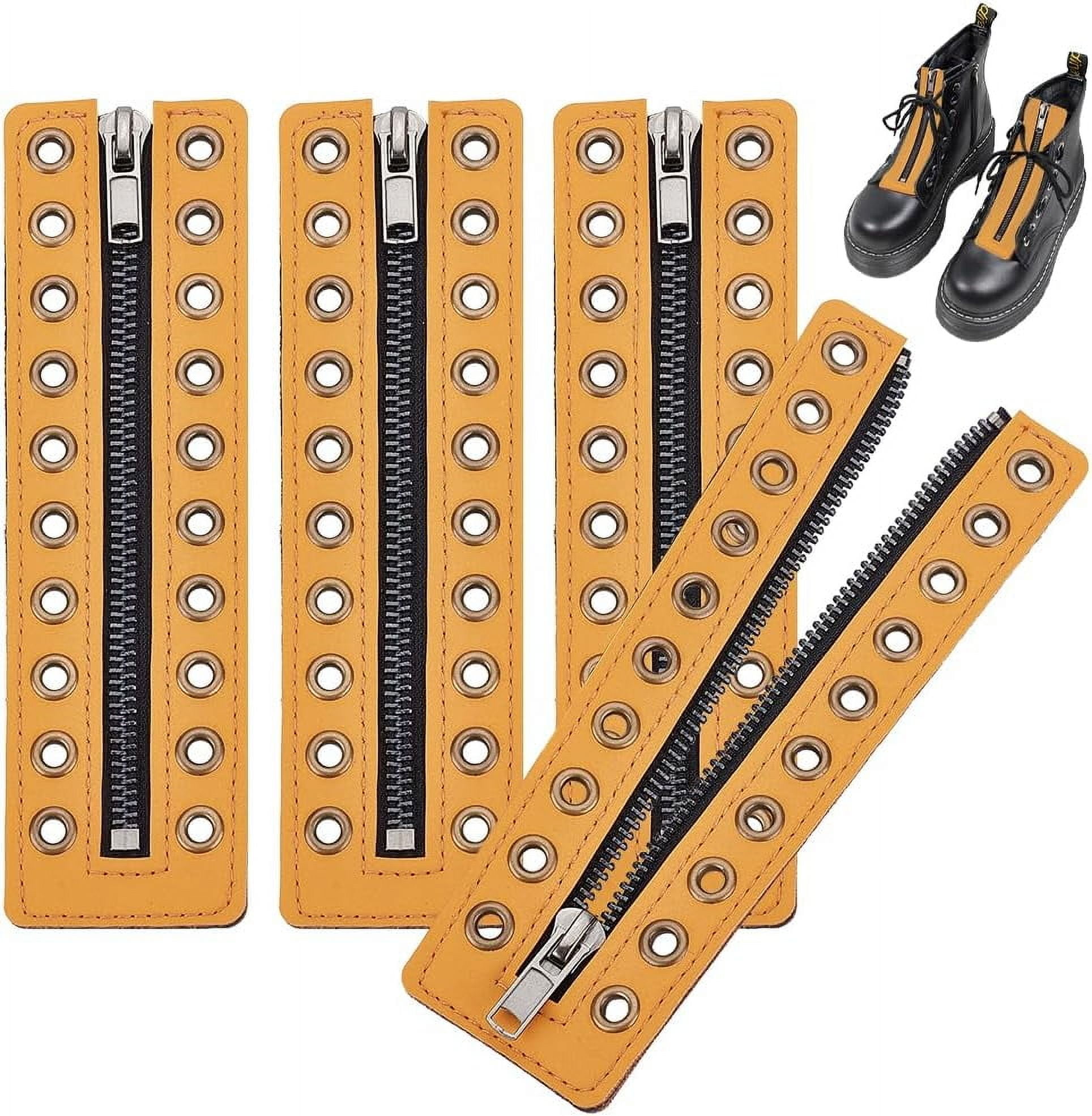 2 Pairs Leather Lace-in Boot Zipper Inserts, 6.9 x 2 Inch Eyelets ...