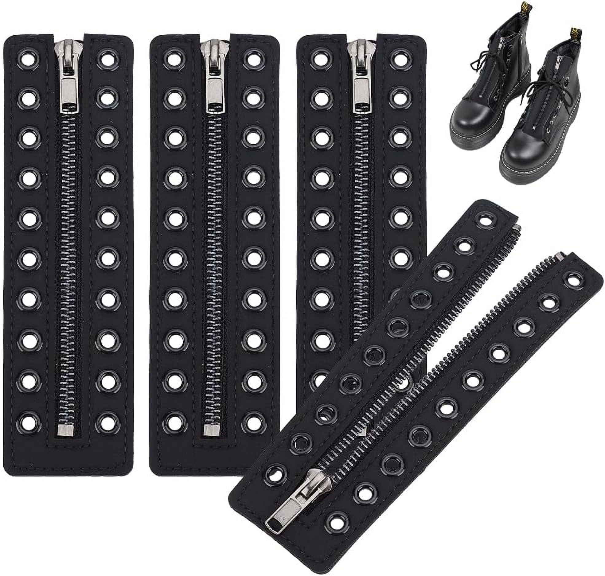 2 Pairs Leather Lace-in Boot Zipper Inserts, 6.9 x 2 Inch Eyelets ...