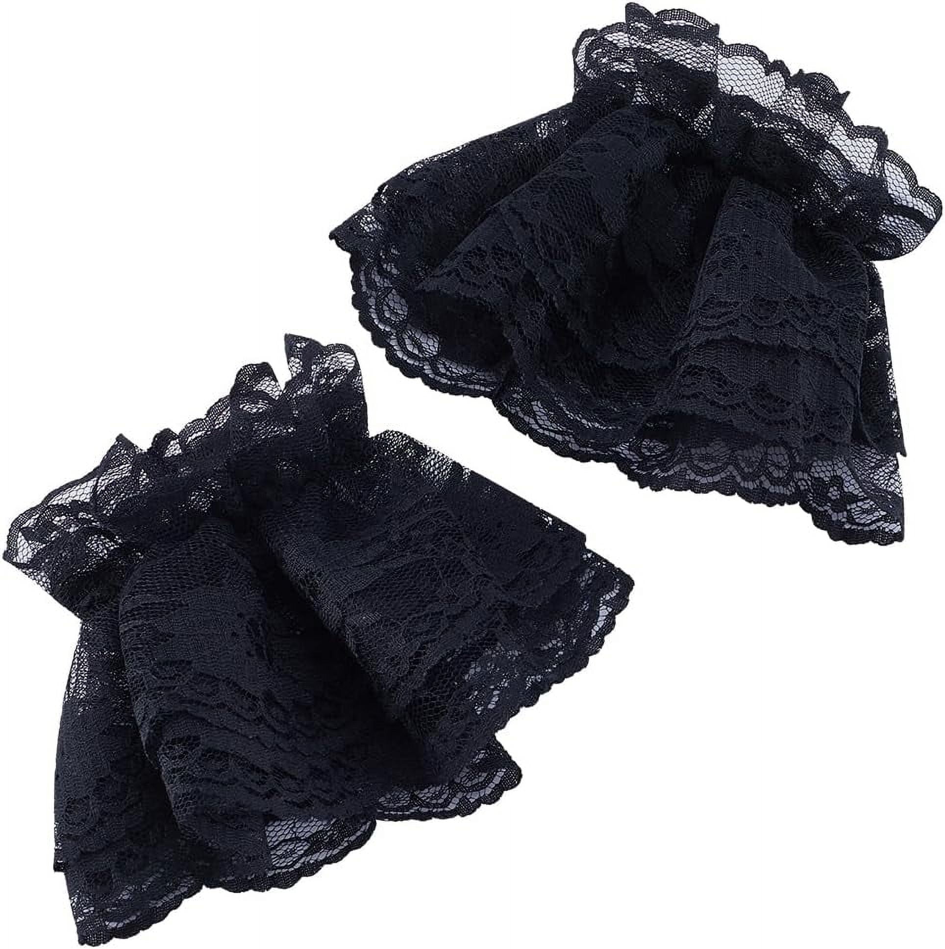 2 Pairs Lolita Lace Cuffs Black Steampunk Wrist Cuff Prom Fingerless ...