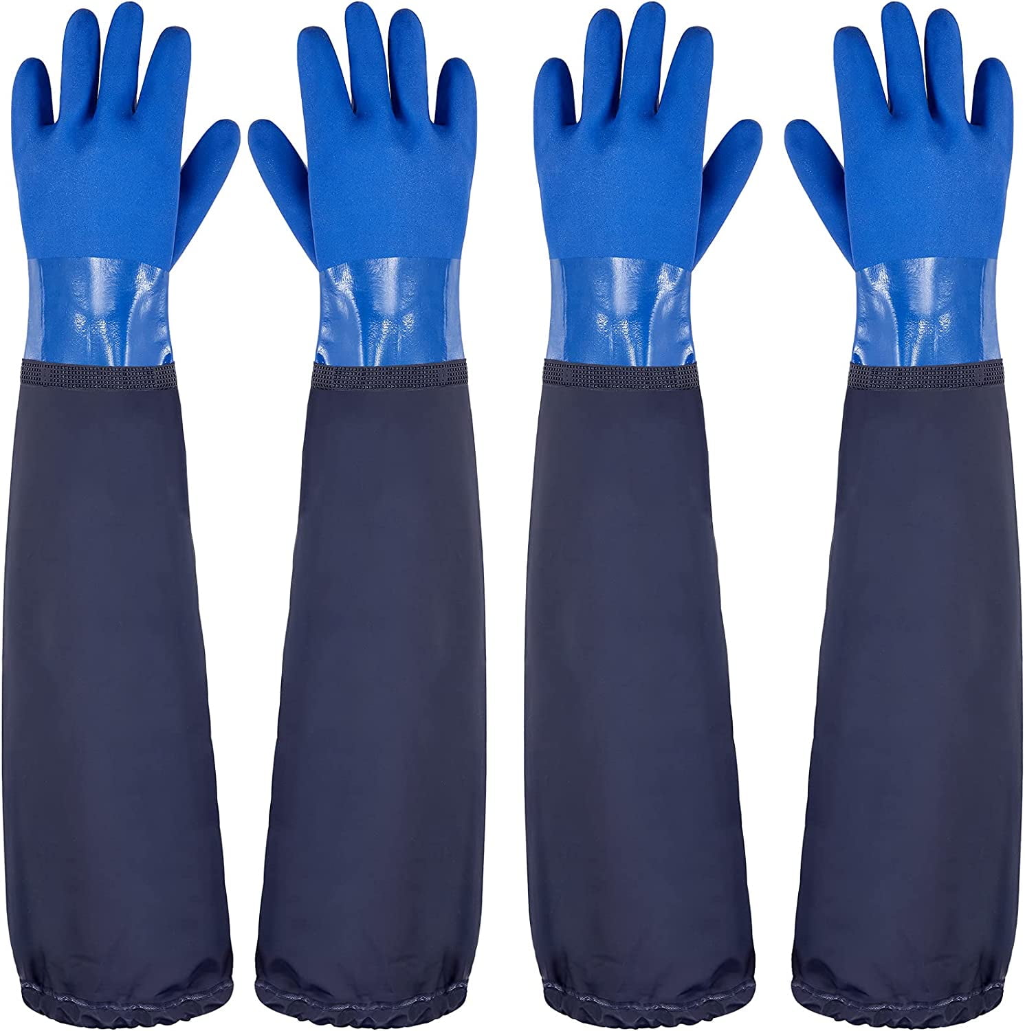 2 Pairs Long Gloves Extra-long 27.5 Inch Rubber Gloves Waterproof PVC ...