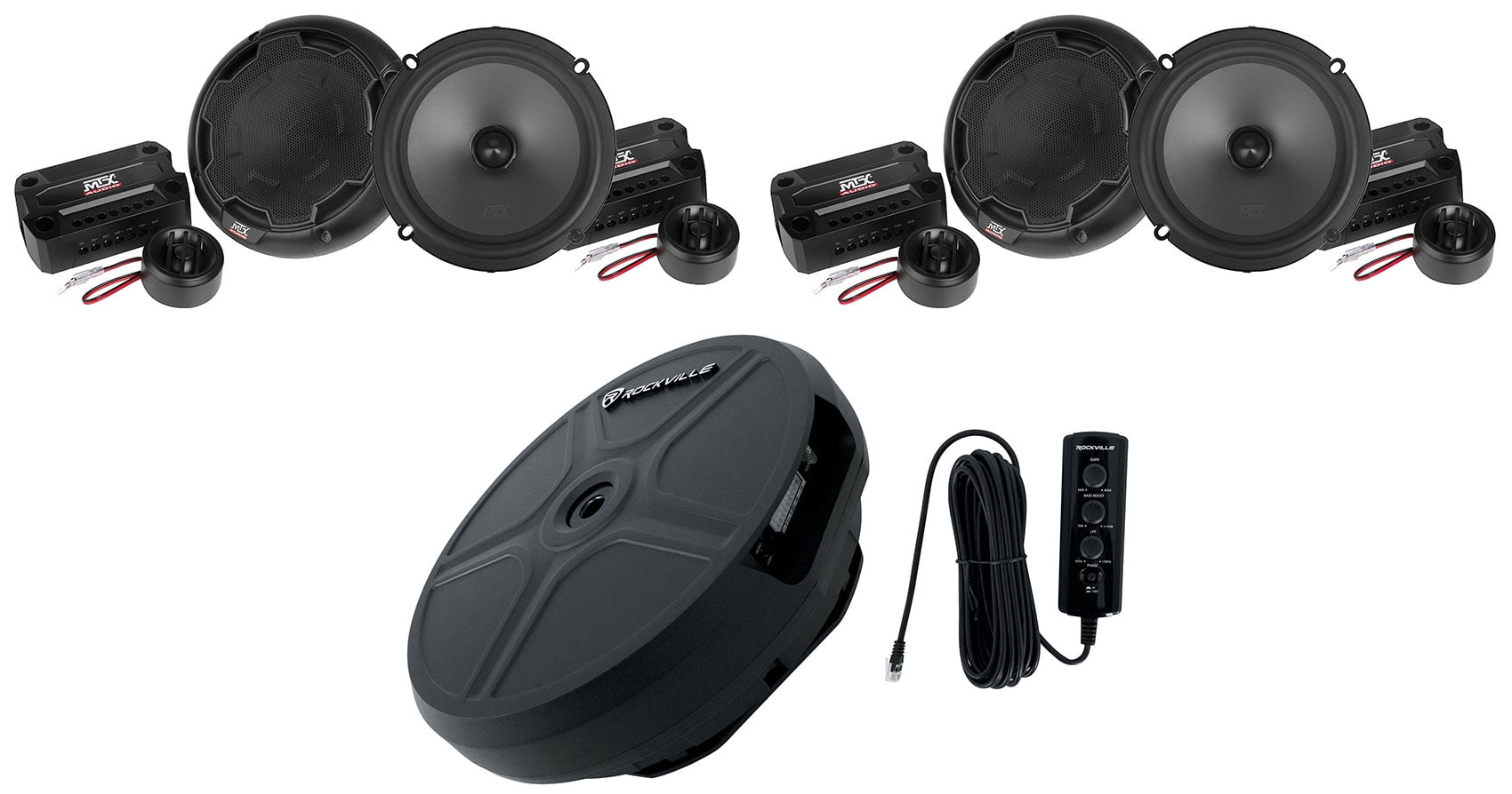 (2) Pairs MTX THUNDER61 6.5" 360w Car Audio Component Speakers+Spare Tire Sub - Walmart.com