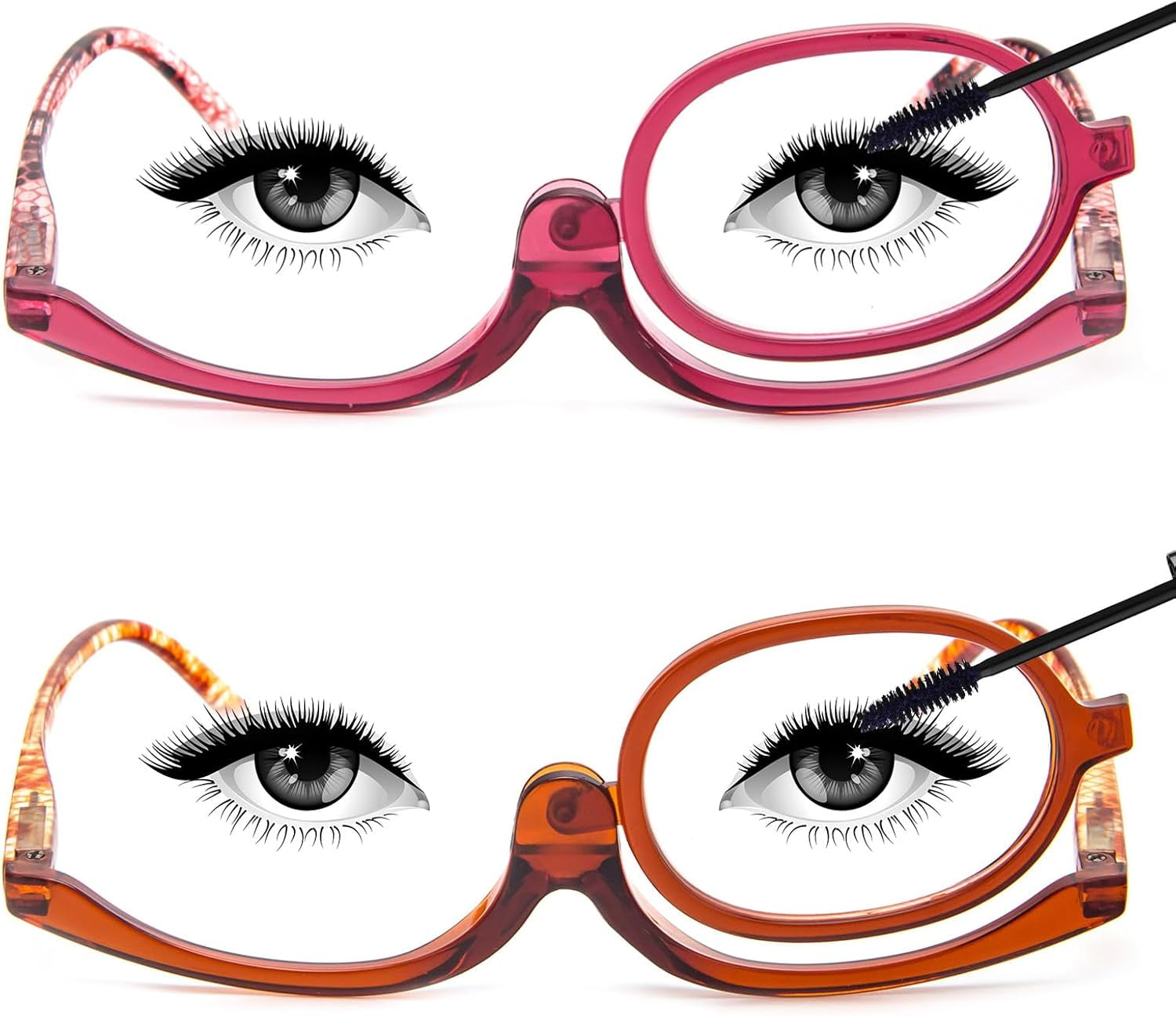 2 Pairs Makeup Reading Glasses for Women Magnifying Flip Down Cosmetic ...