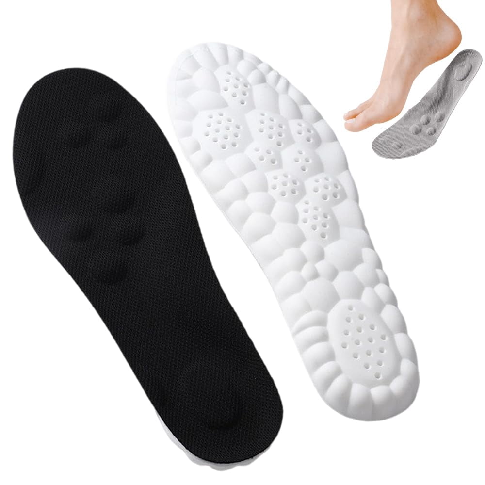 2 Pairs Memory Foam Insoles for Men Women, 4D Cloud Cushion Shoe ...