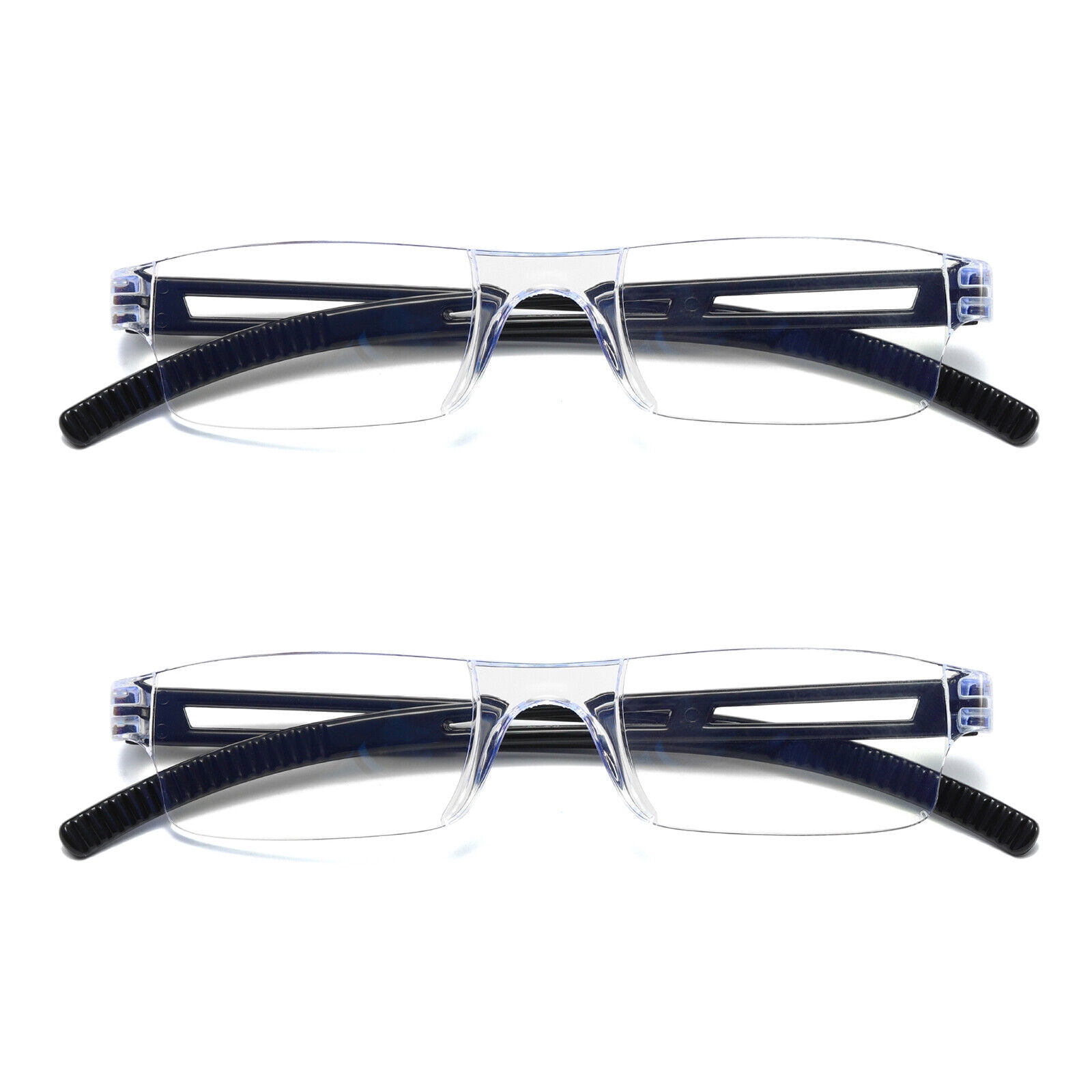 2 Pairs Men Women Rimless Reading Glasses Blue Light Blocking Unisex ...