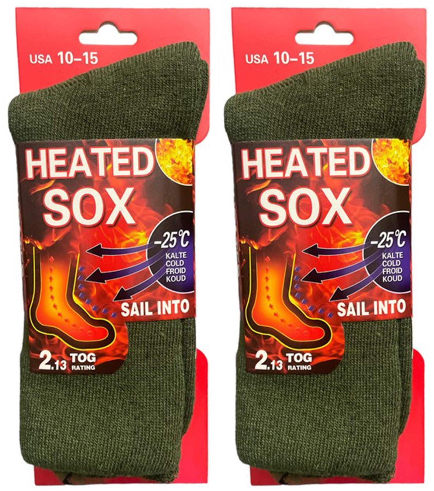 2 Pairs, Men's Heated Sox Socks Thick Thermal Socks Keeps Feet Warmer ...