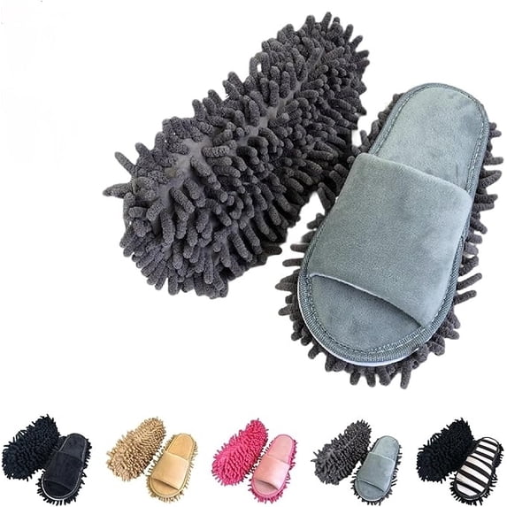 2 Pairs Microfiber Cleaning Mop Slippers, Washable Chenille Mop ...