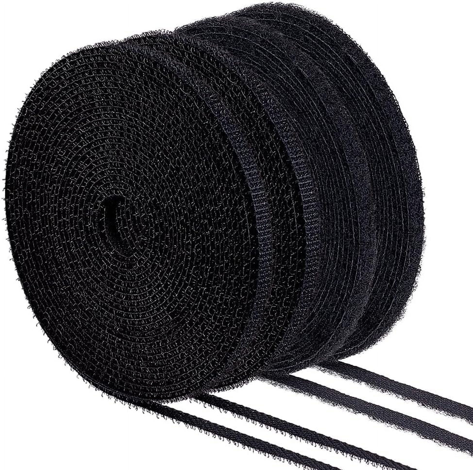 2 Pairs Mini Sew On Hook and Loop Tape Sewing Type Without Adhesive 32.8Ft x 0.2Inch Black Tiny ...