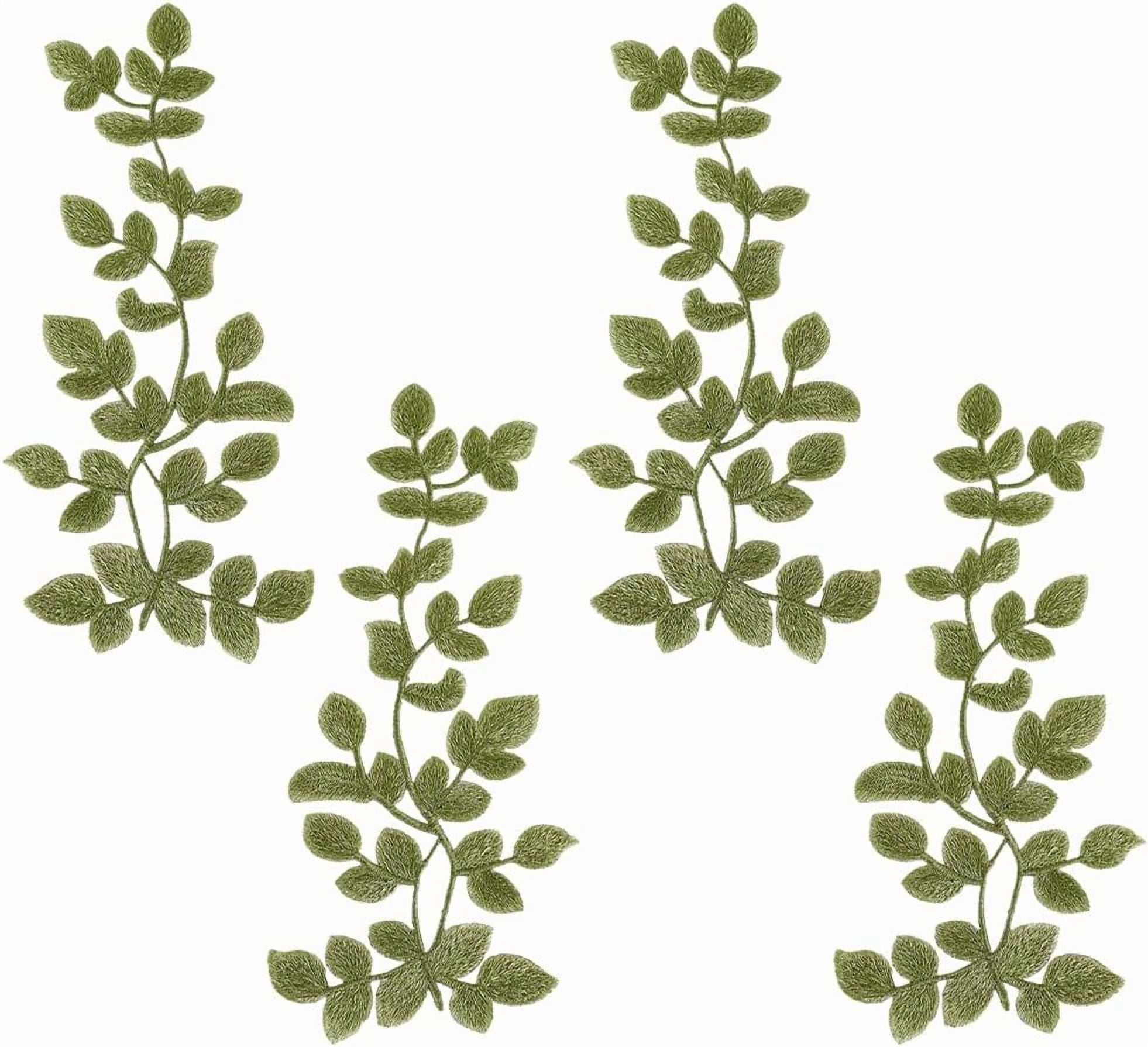 2 Pairs Mirror Pairs Green Forest Leaves Applique Clothing Embroidery ...