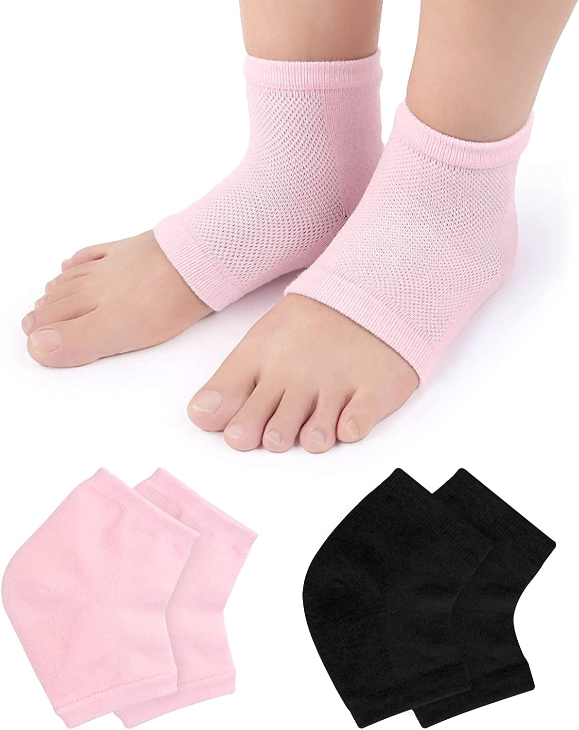 2 Pairs Moisturizing Gel Heel Socks for Dry Cracked Feet Women, Cracked ...