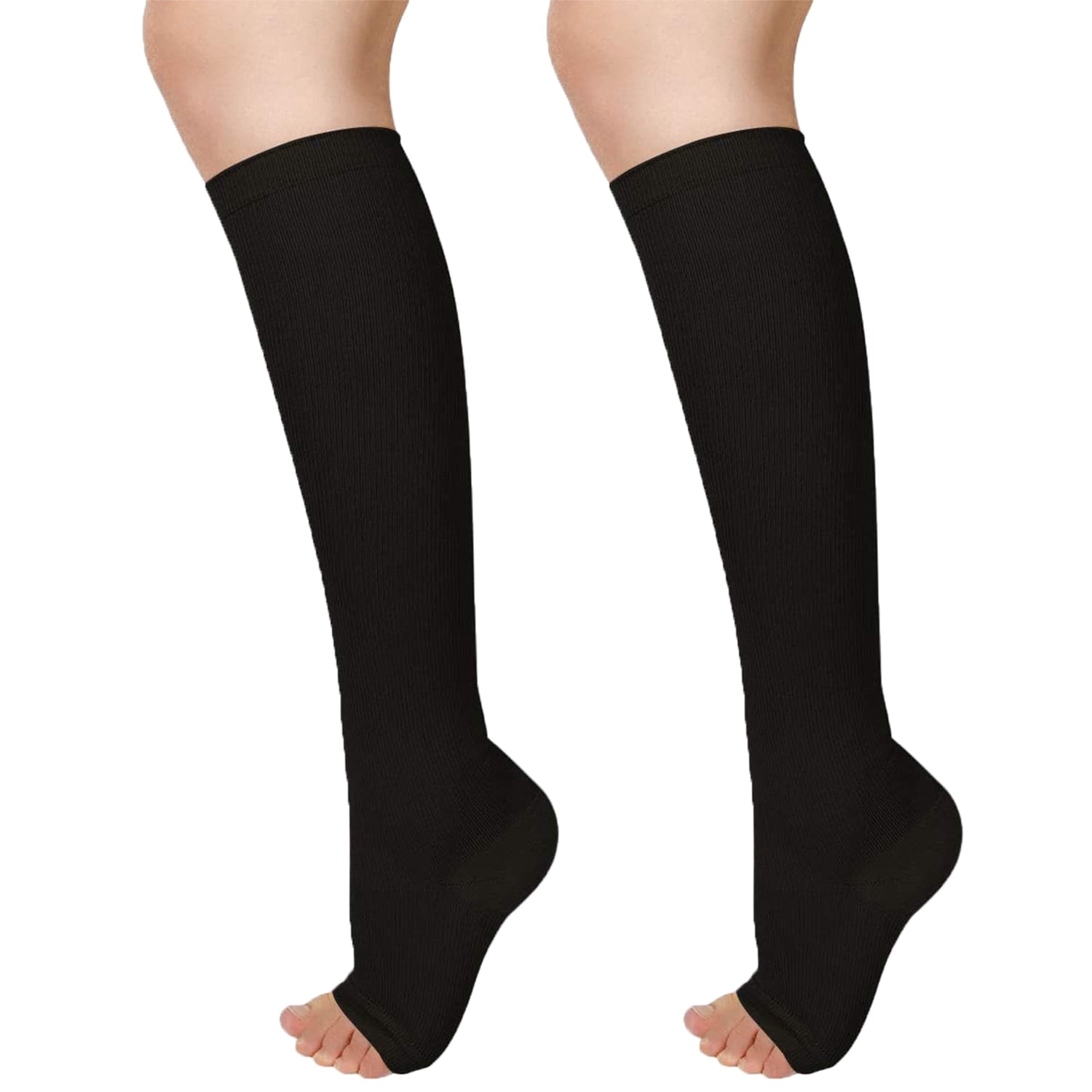 2 Pairs Open Toe Compression Socks for Women & Men Circulation 15-20 ...
