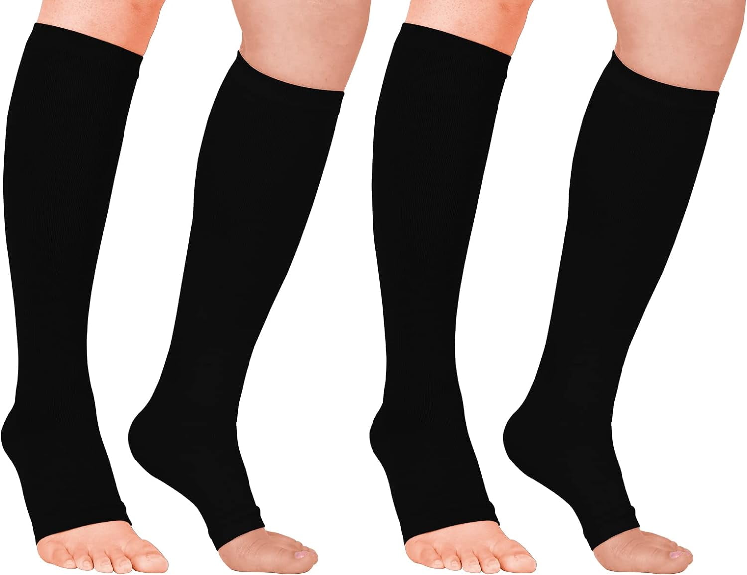 2 Pairs Open Toe Compression Socks for Women & Men Toeless Socks ...