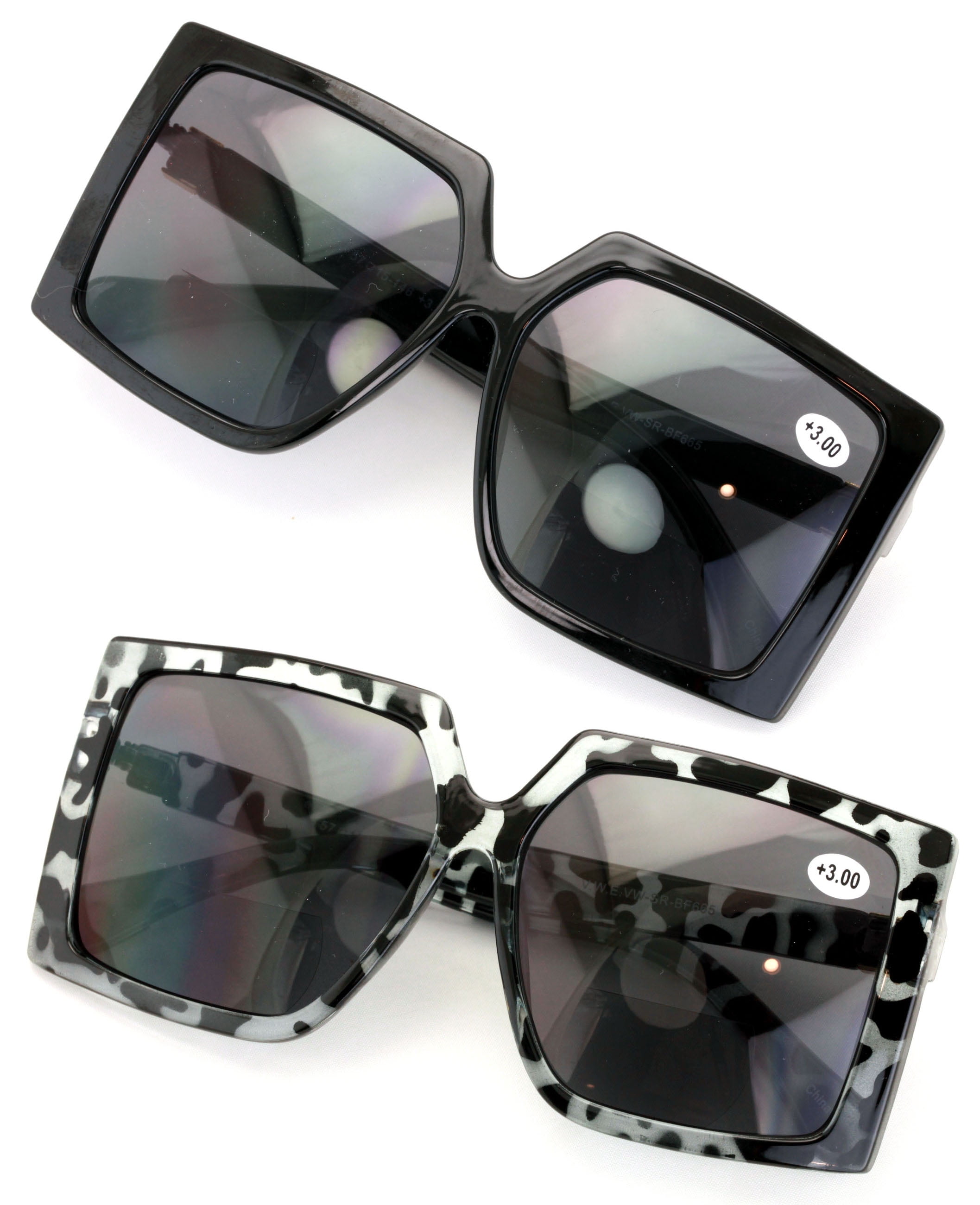 2 Pairs Oversized Square Women Bifocal Reading Sunglasses Reader ...