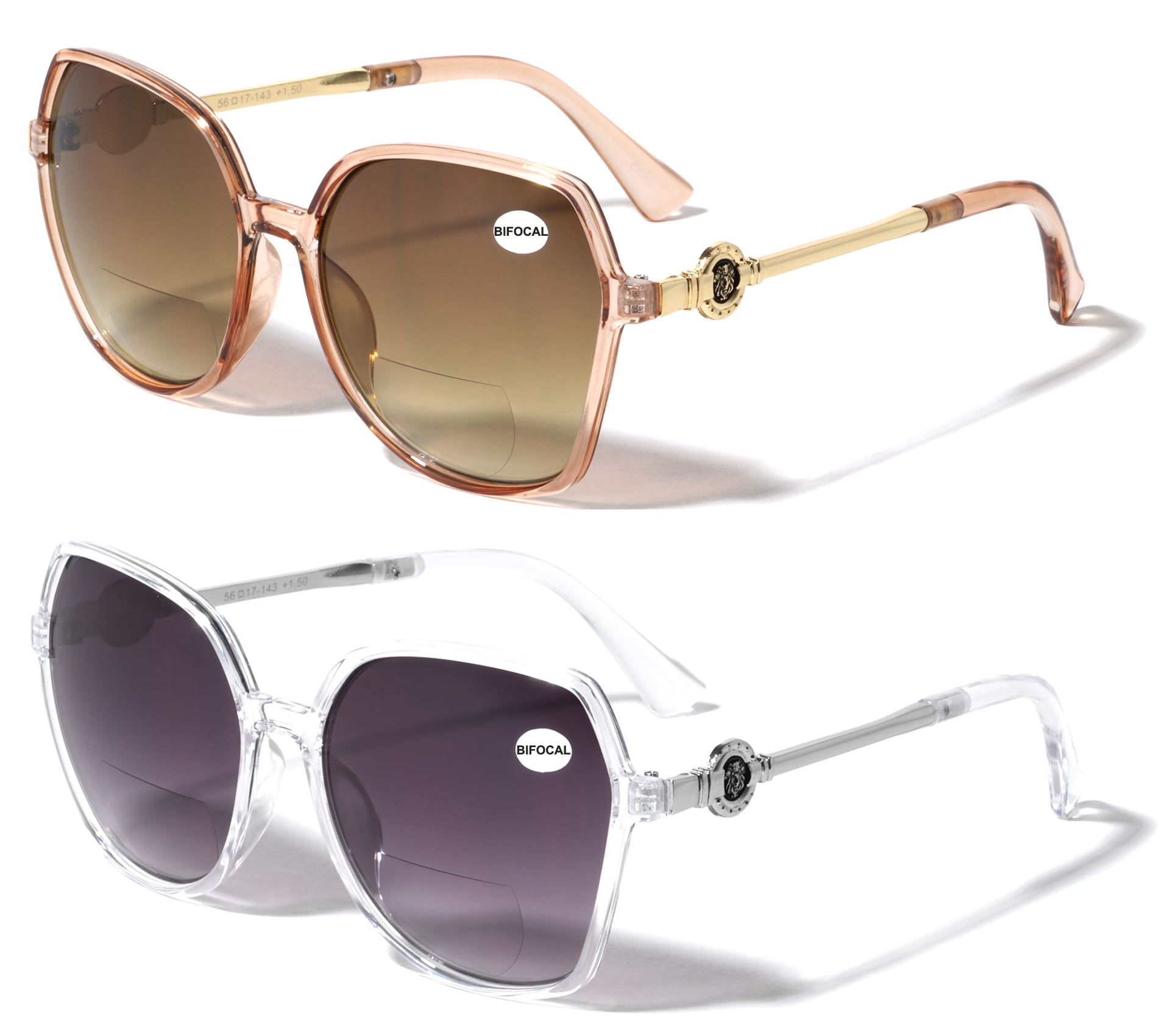 2 Pairs Oversized Women Bifocal Reading Sunglasses Reader Glasses ...