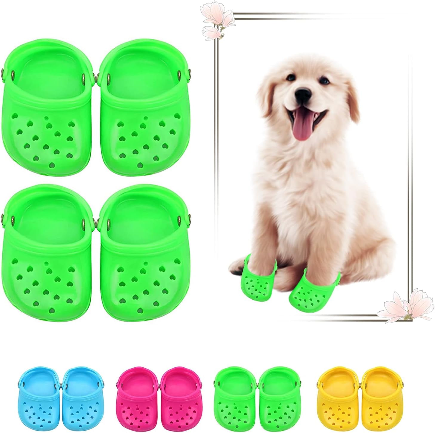 2 Pairs Pet Dog Shoes, Dog Clogs for Puppy Photos, Candy Colors Sandals ...