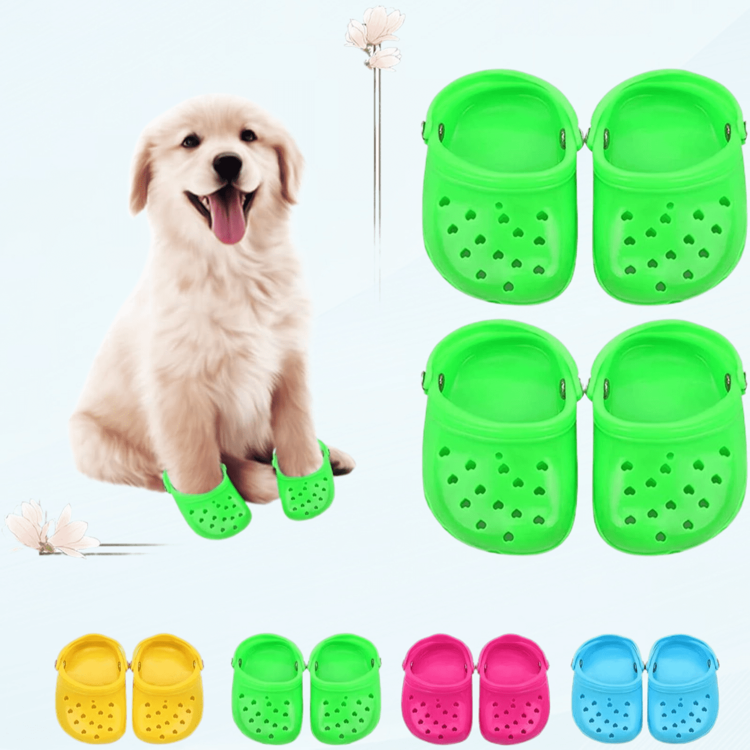 2 Pairs Pet Dog Shoes, Dog Clogs for Puppy Photos, Candy Colors Sandals ...