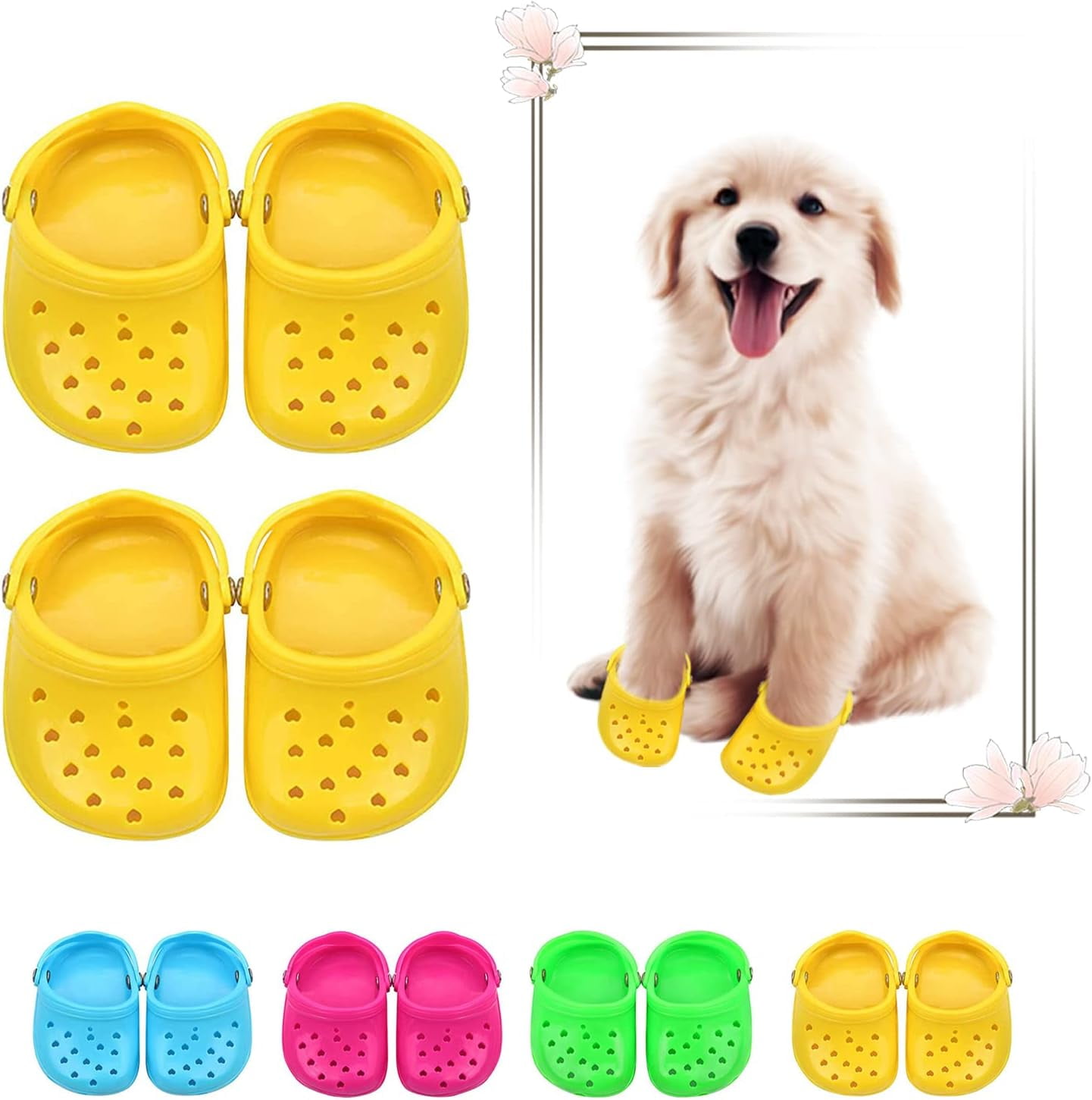 2 Pairs Pet Dog Shoes, Dog Clogs for Puppy Photos, Candy Colors Sandals ...