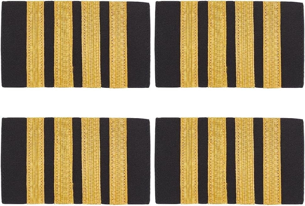 2 Pairs Pilot Uniform Epaulets Captain Shoulder Boards Insignia Sliders ...