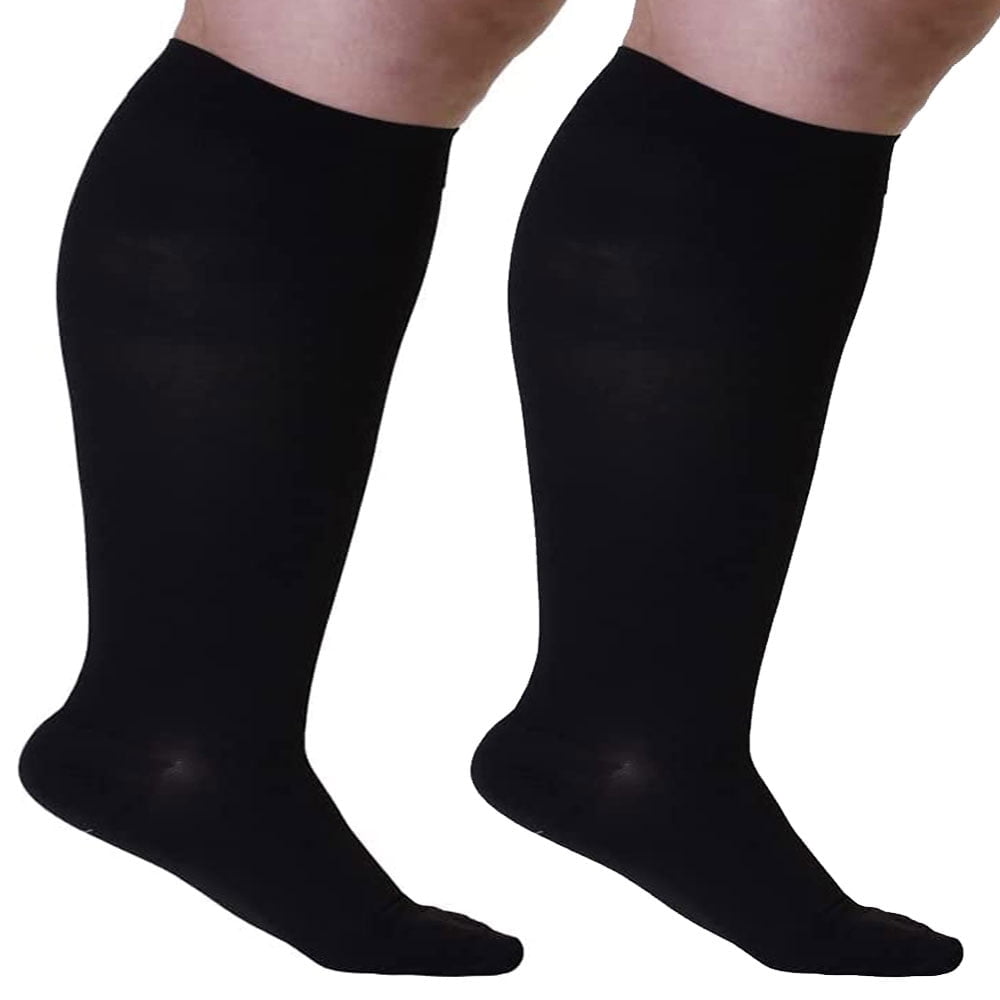 2 Pairs Plus Size Compression Socks for Women and Men Wide Calf 23 ...
