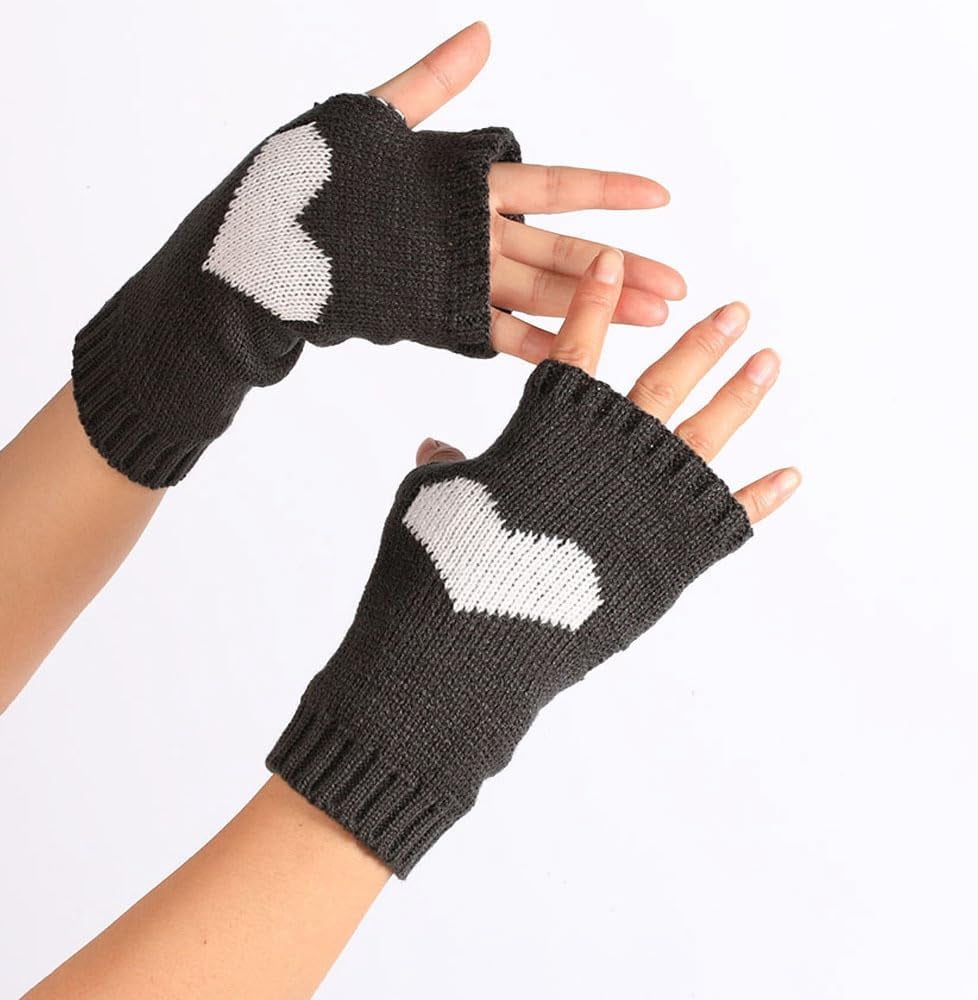 2 Pairs Polyacrylonitrile Fiber Yarn Knitting Fingerless Gloves Two ...