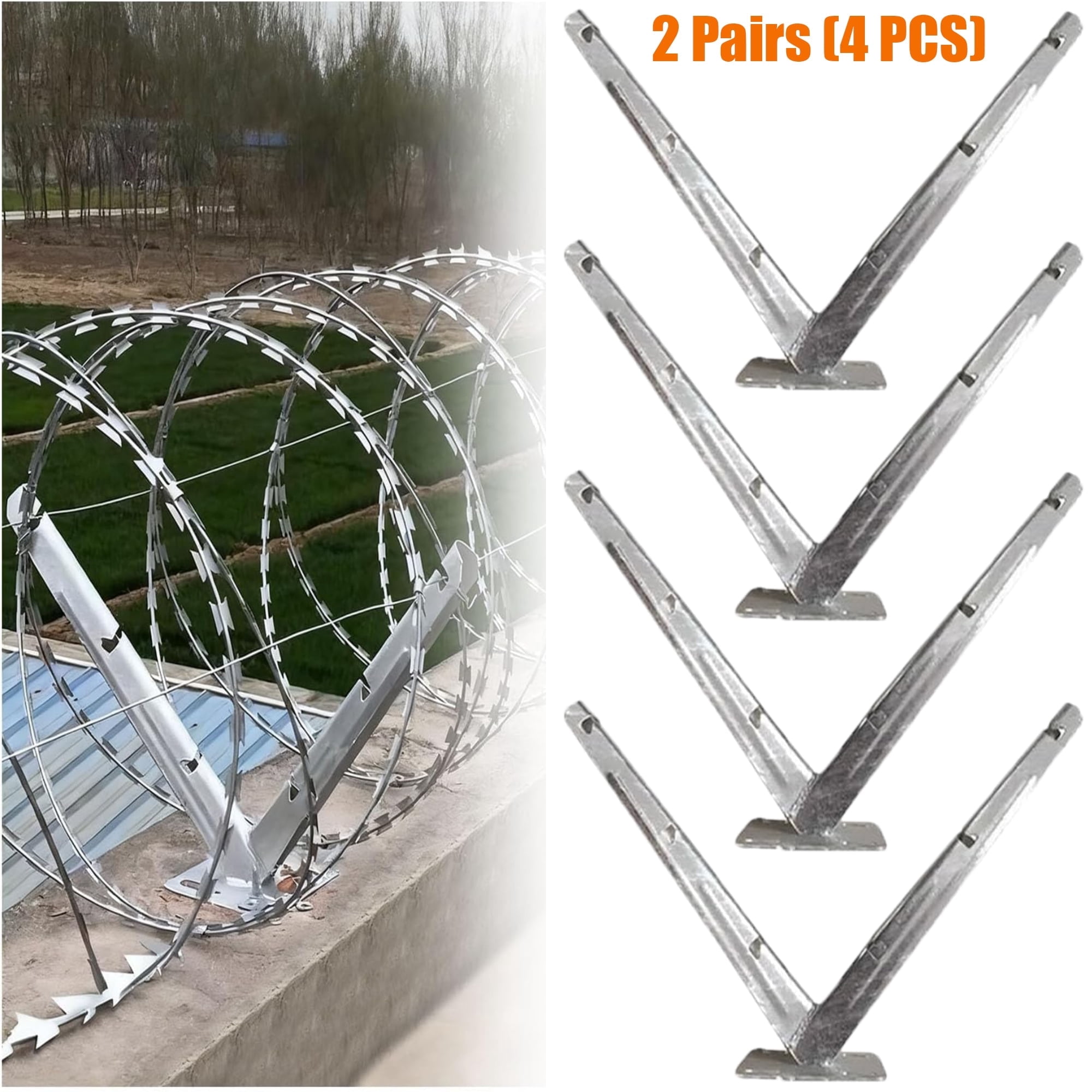 Elleree 2 Pairs Razor Barbed Wire Mount Bracket,Wall Fence Mounting ...