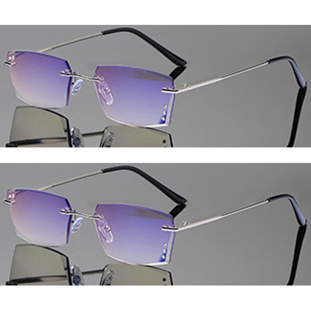 2 Pairs Reading Glasses Rimless Blue Light Blocking Reader Glasses 1.0 ...