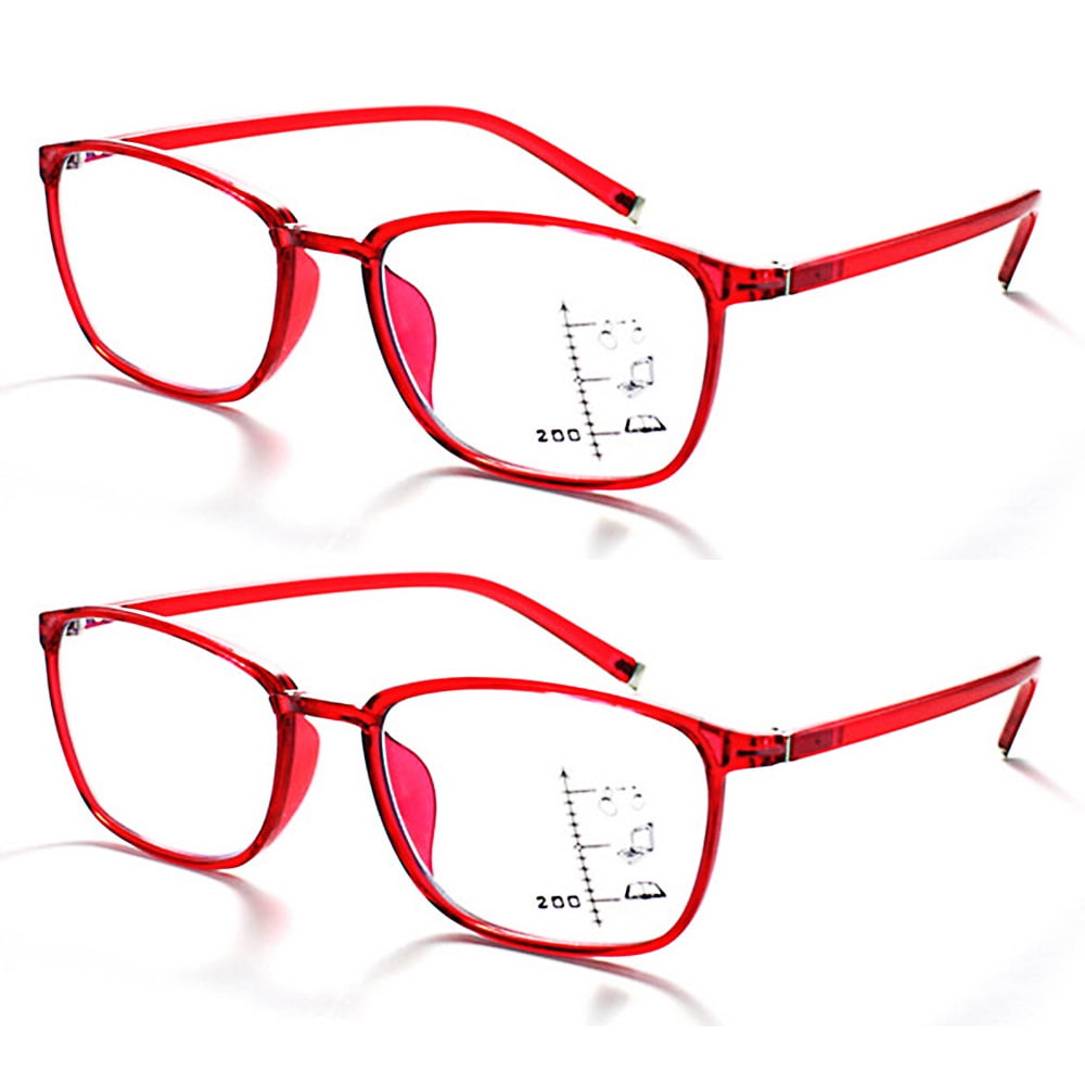 2 Pairs Reading Glasses TR90 Light Full Frame Progressive Blue Light ...