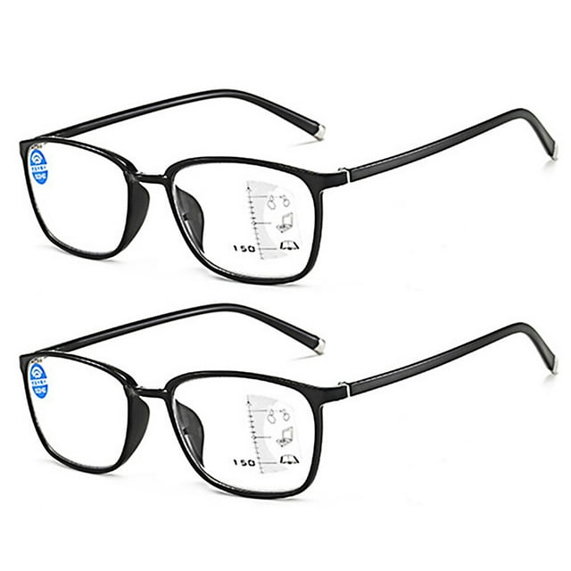 2 Pairs Reading Glasses TR90 Light Full Frame Progressive Blue Light ...