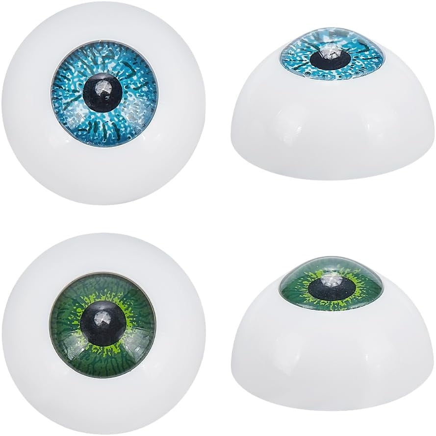 2 Pairs Realistic Eyes 18mm Acrylic Eyeball Human Eyes Green and Blue ...