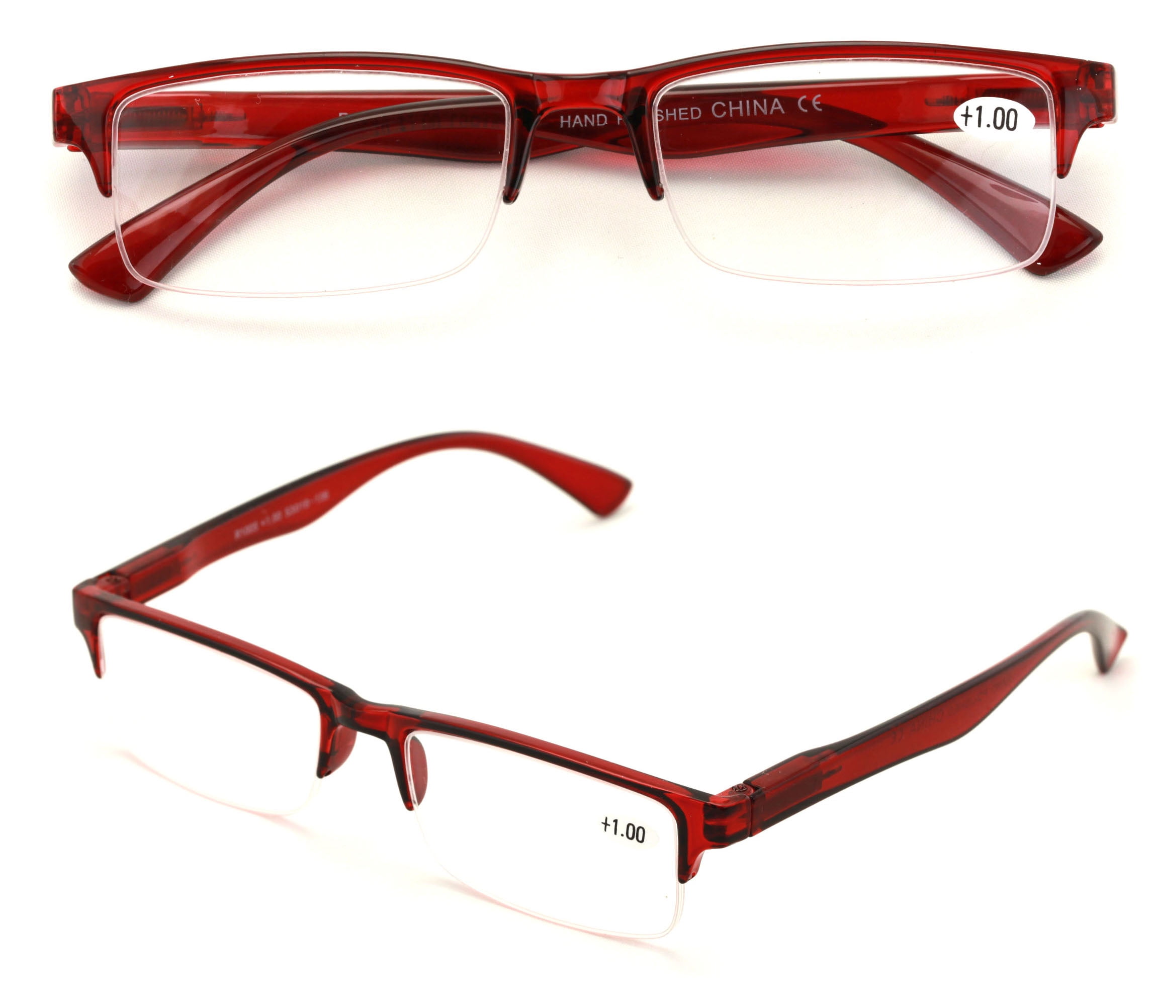 2 Pairs Rectangular Half Rim Reading Glasses - Simple Classic Readers ...