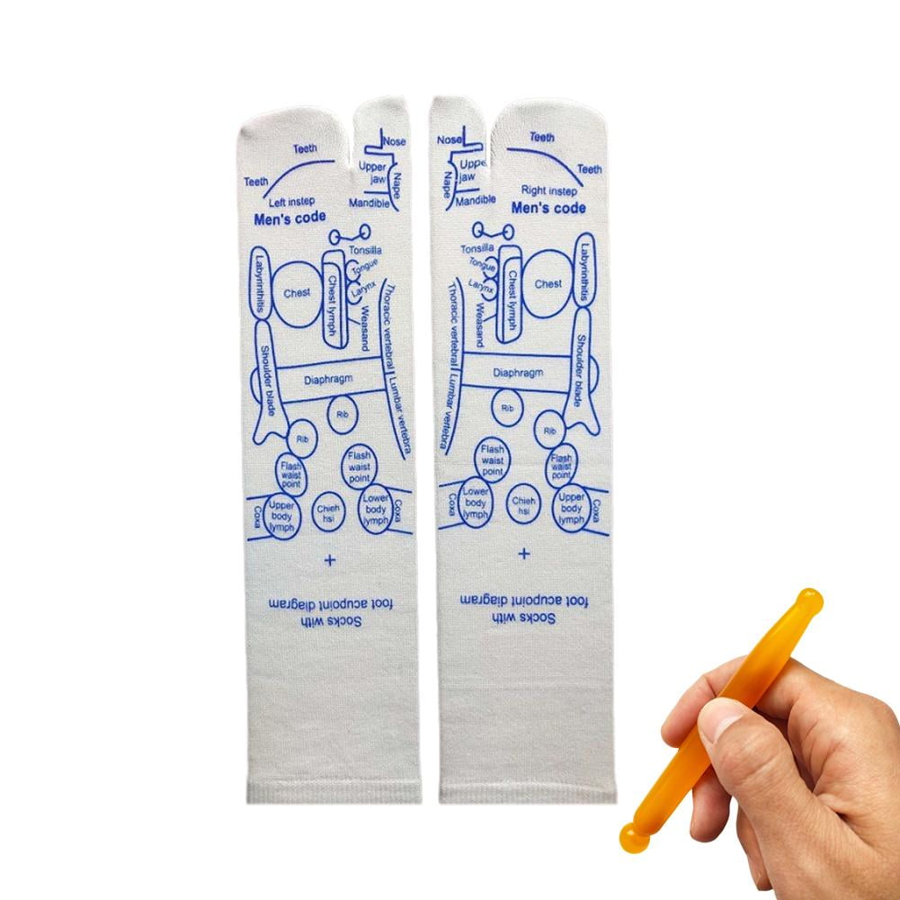 2 Pairs Reflexology Sock Acupressure Socks and Acupoint Massaging Sock ...