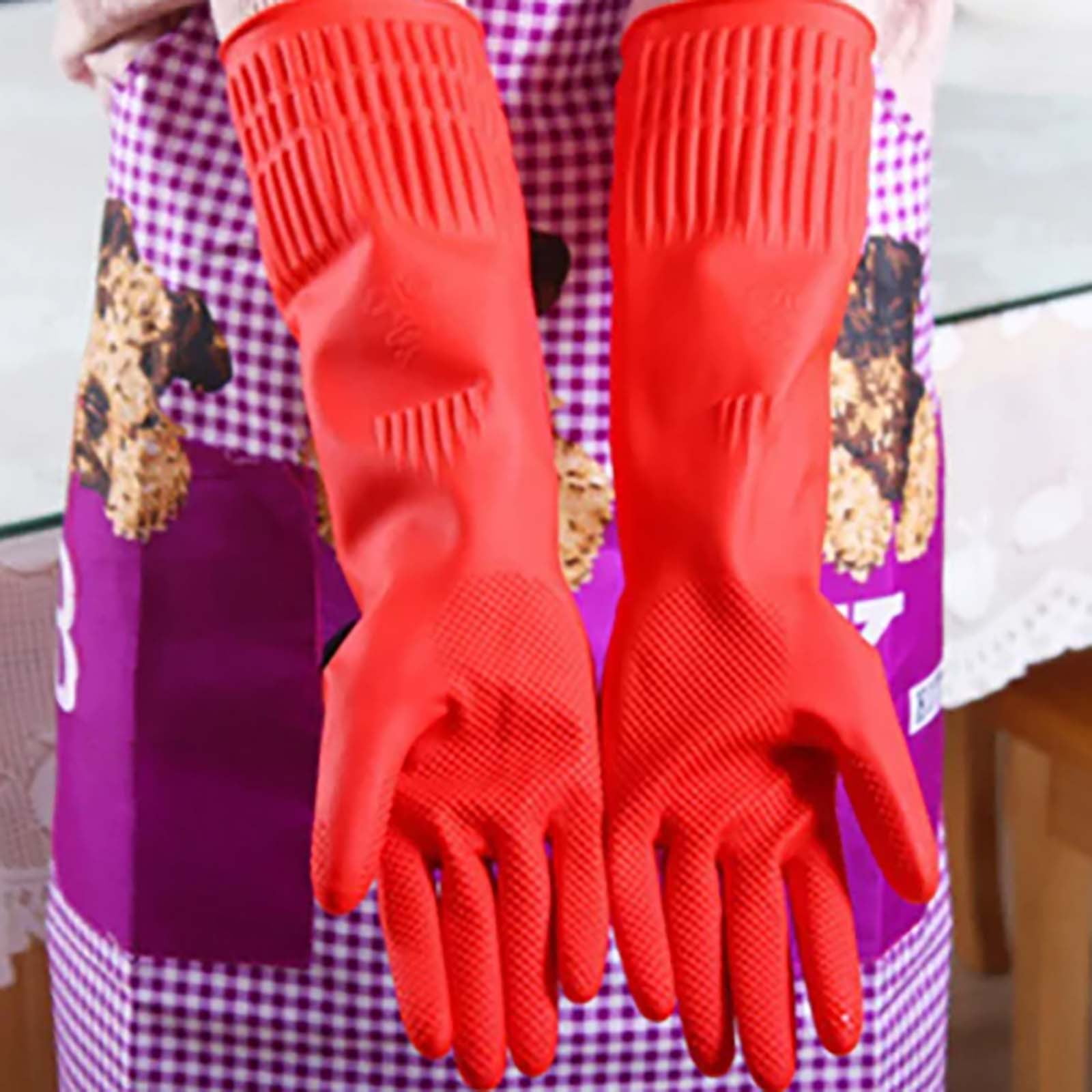 2 Pairs Reusable Household Gloves Rubber Dishwashing Gloves Extra Thick ...