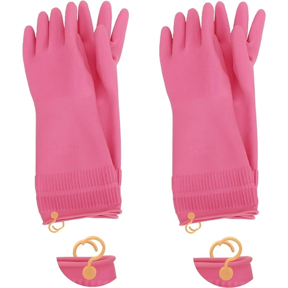 2 Pairs Reusable Waterproof Non-Slip Honeycomb Grip Latex Rubber Gloves ...
