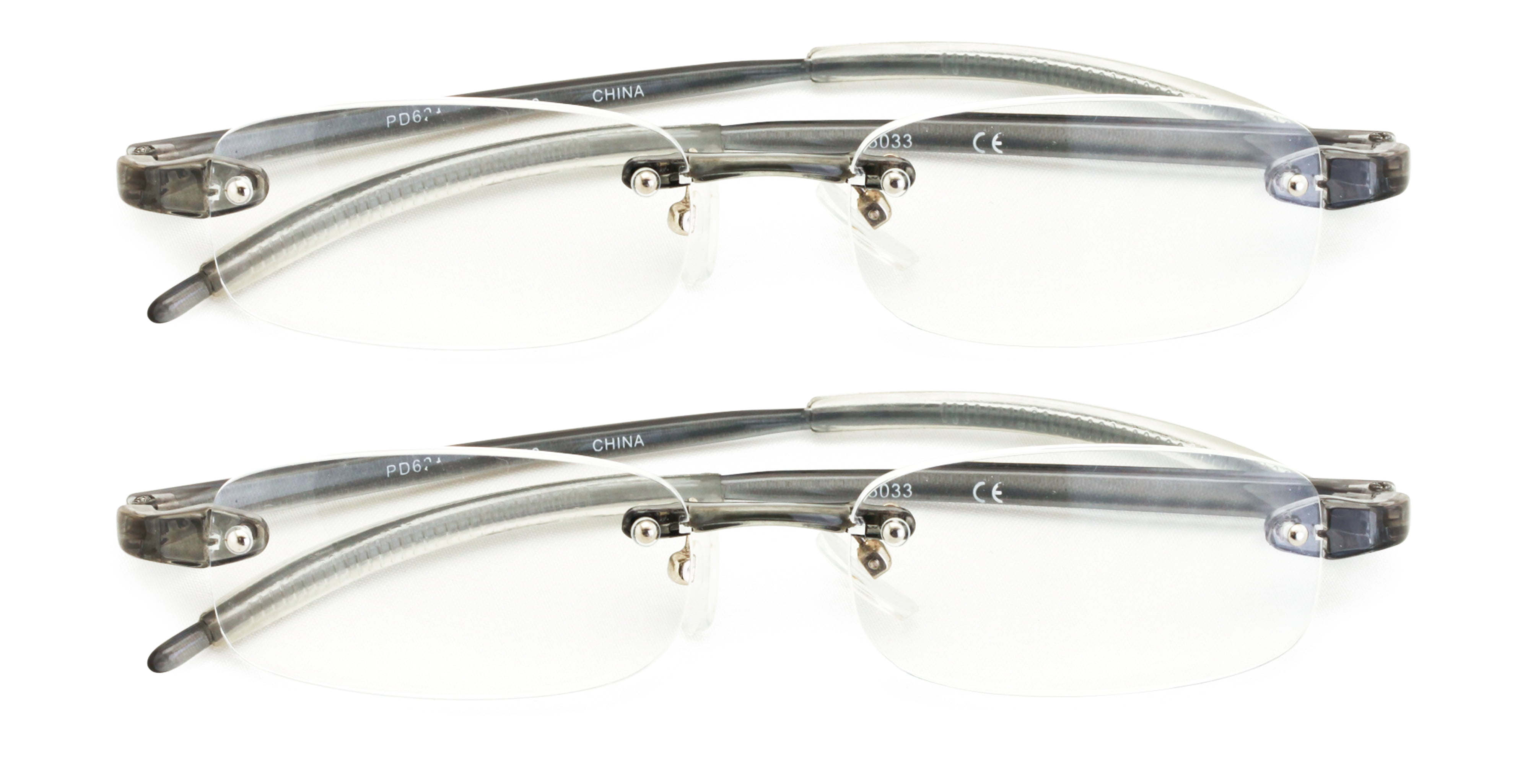 2 Pairs Rimless Lightweight Slim Modern Reading Glasses - Clear Lens ...