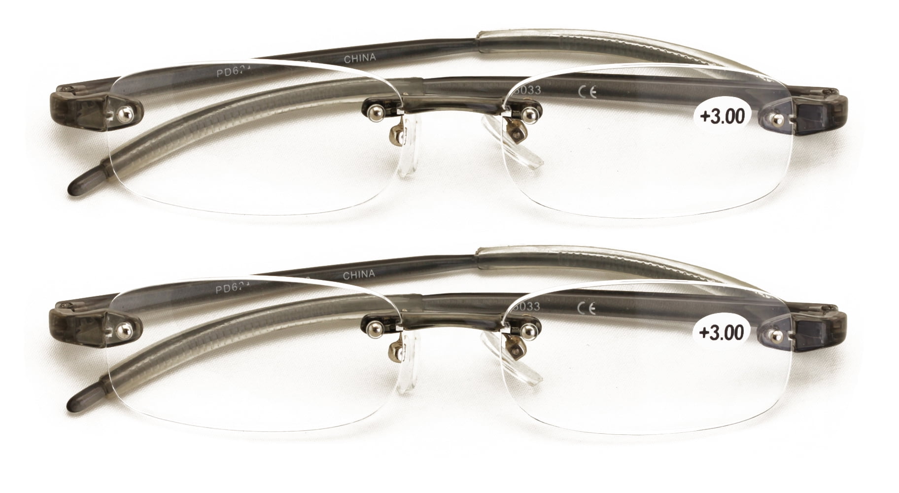 2 Pairs Rimless Lightweight Slim Modern Reading Glasses - Clear Lens ...