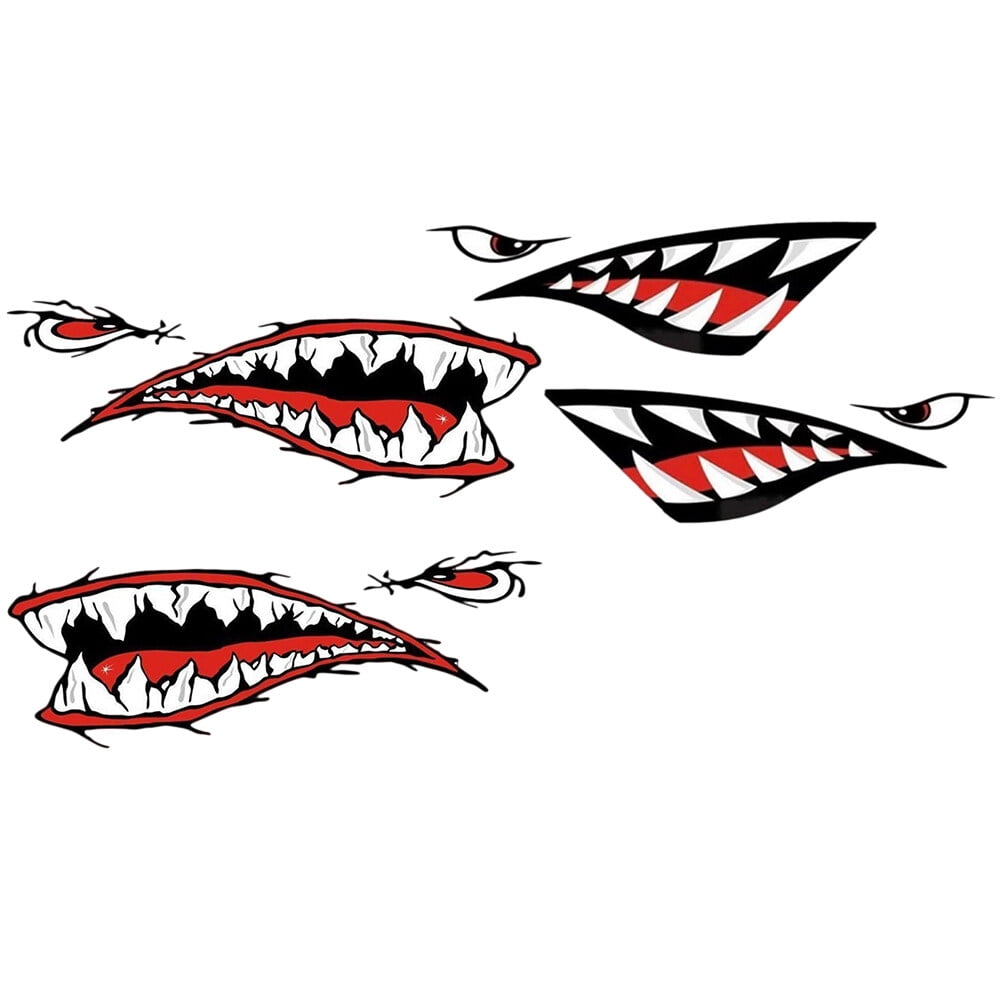 2 Pairs Shark Mouth Teeth Sticker Waterproof Sticker Boat Decal Boat ...