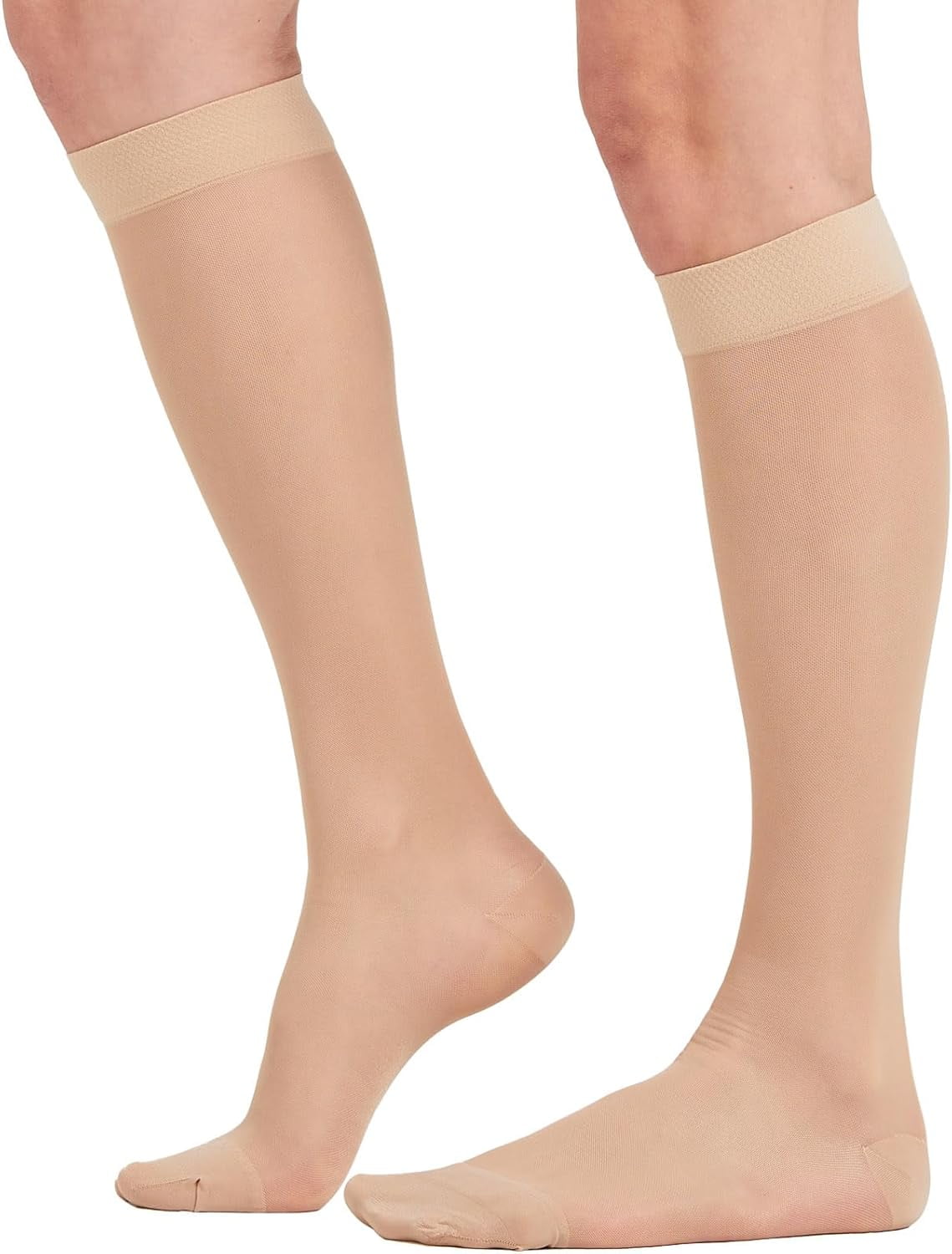 2 Pairs Sheer Compression Socks for Women - 15-20 mmHg Knee High Sheer ...