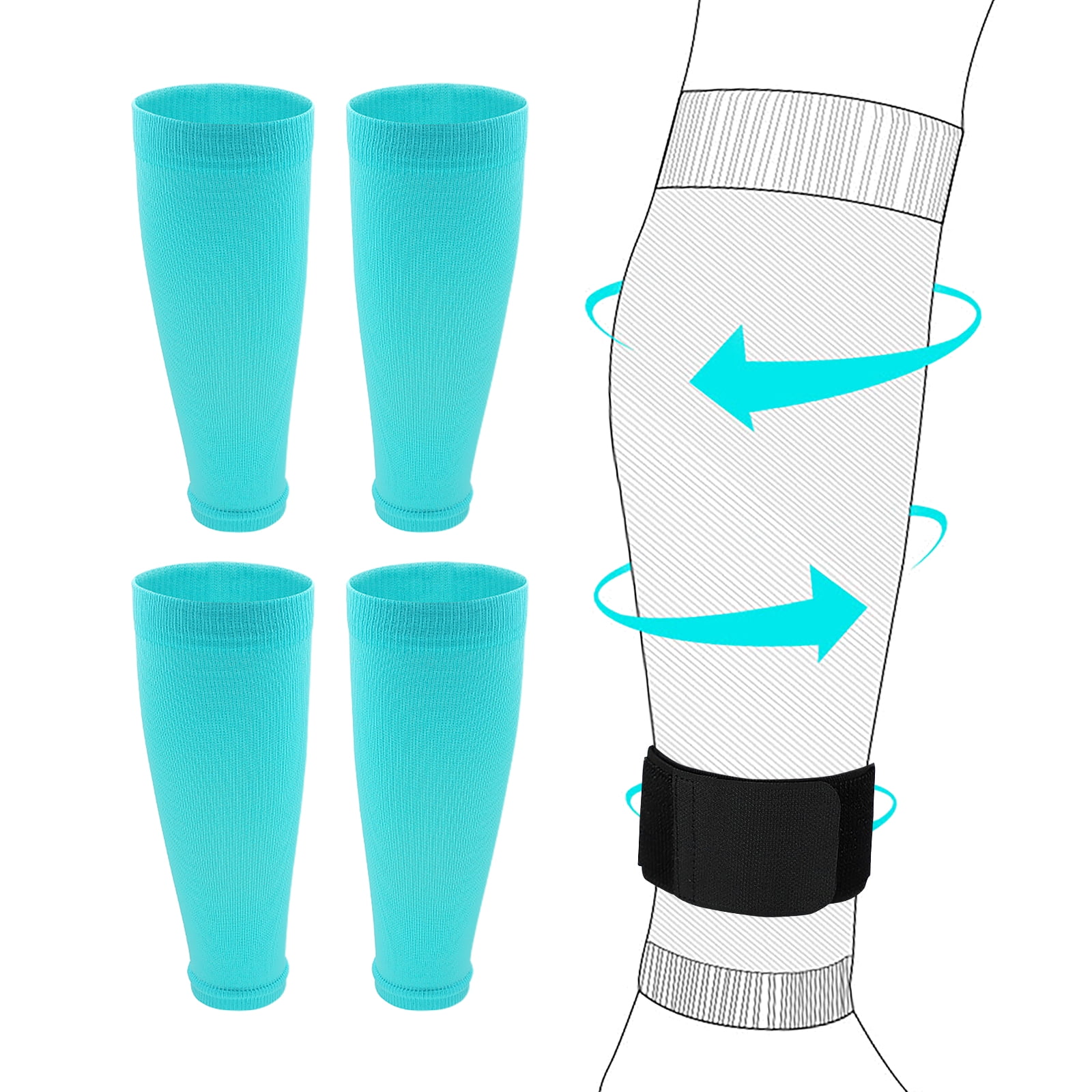 2 Pairs Shin Guard Sleeves With 1 Pair Sports Shin Guard Fixed Bandage ...