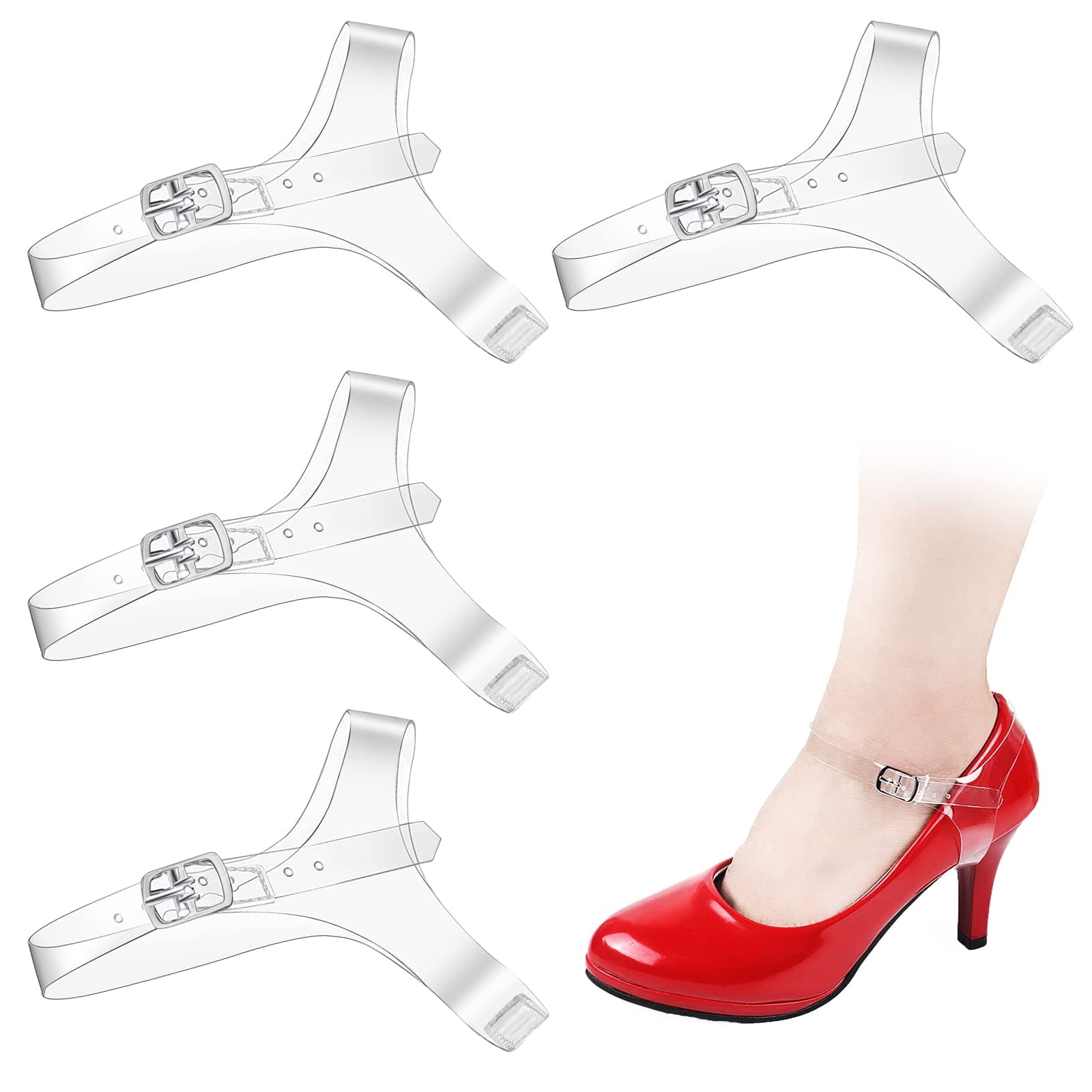 2 Pairs Shoe Straps for Heels Detachable Women's Transparent Laces Anti ...