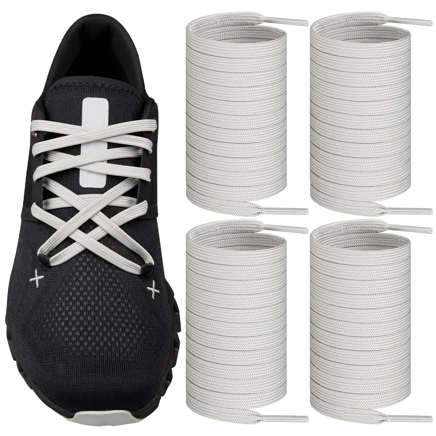 2 Pairs Shoelaces for On Cloud X3, X4, Running Replacement Flat Shoes Laces Strings(Color:Grey ...