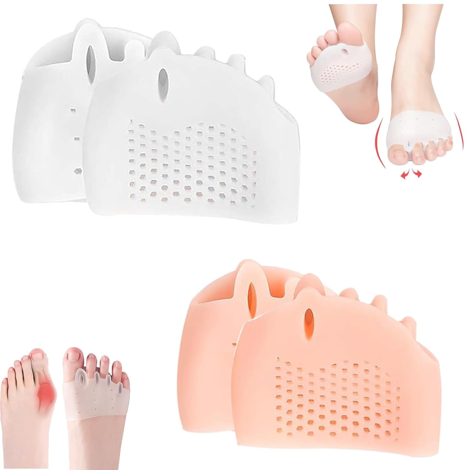 2 Pairs Silicone Toe Separators for Bunions & Overlapping Toes - Soft ...