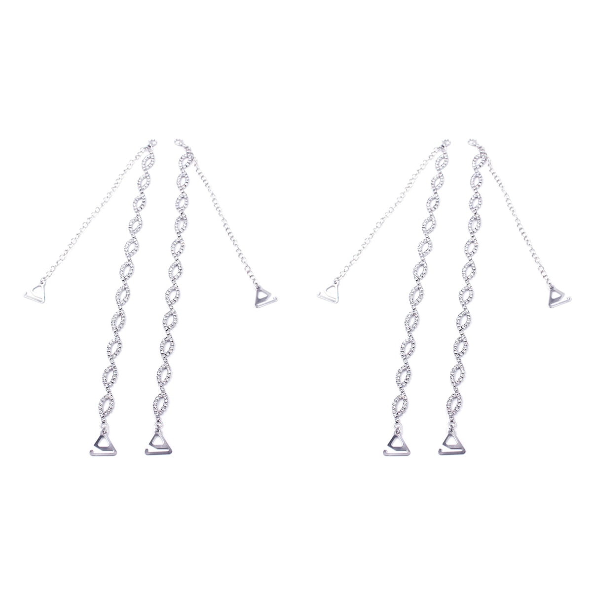 2 Pairs Silver Bra Strap Rhinestone Straps Garter 8-Word Shoulder ...