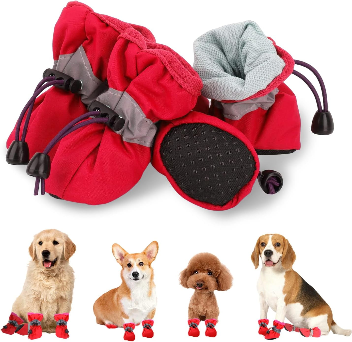 2 Pairs Small Dog Shoes, Anti-Slip Dogs Boots, Paw Protector for Winter ...