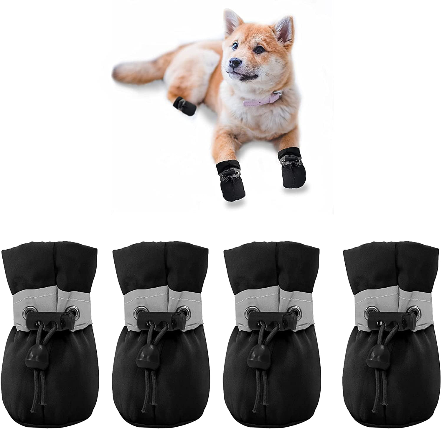 2 Pairs Small Dog Shoes, Anti-Slip Dogs Boots, Paw Protector for Winter ...