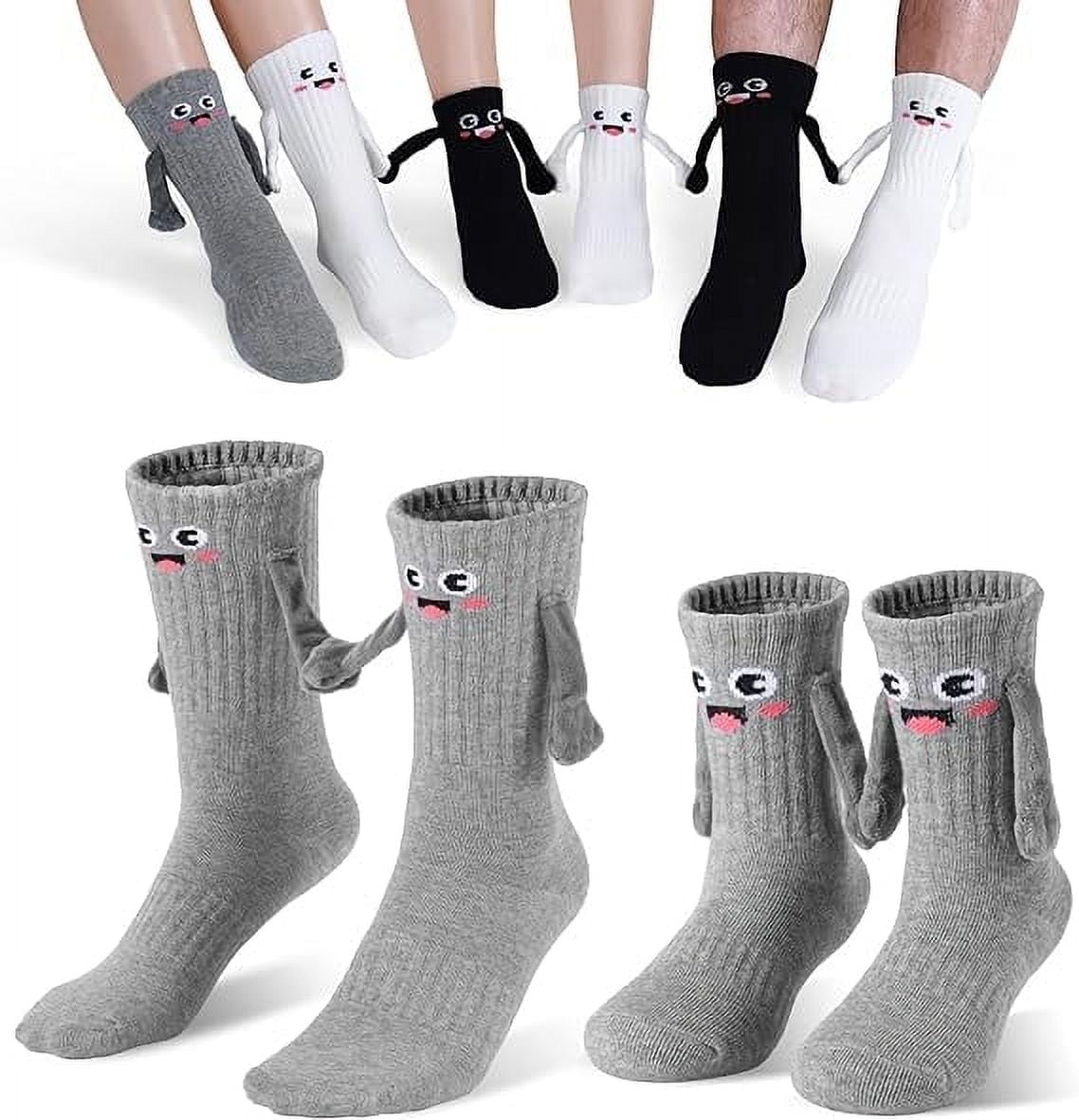 2 Pairs Smile Family Hand Holding Socks, Kids + Adult Hand in Hand Sock ...