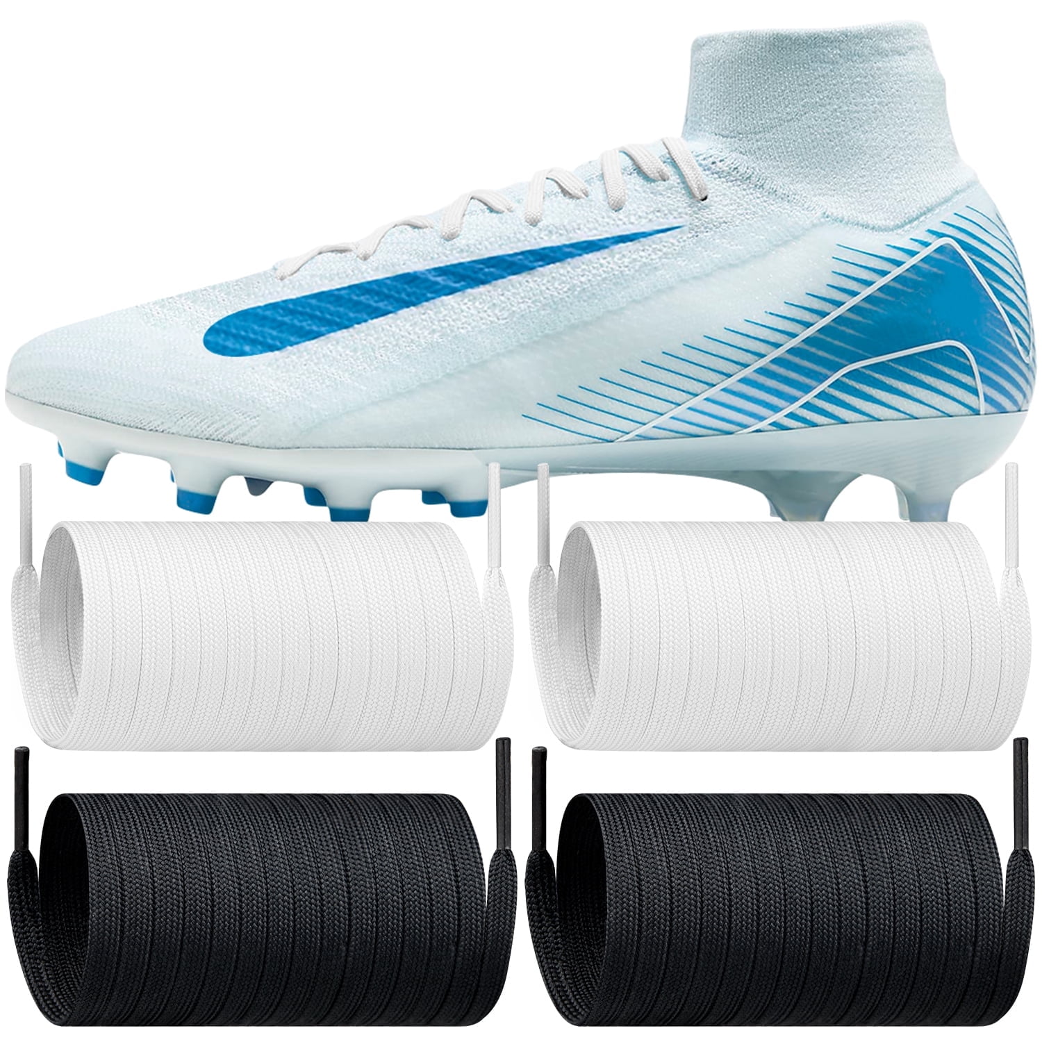 2 Pairs Soccer Laces for Mercurial Shoes,Flat Shoelaces Replacement ...